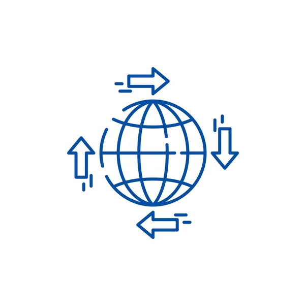 Global sales channels line icon concept. Global sales channels vector linear illustration ...
