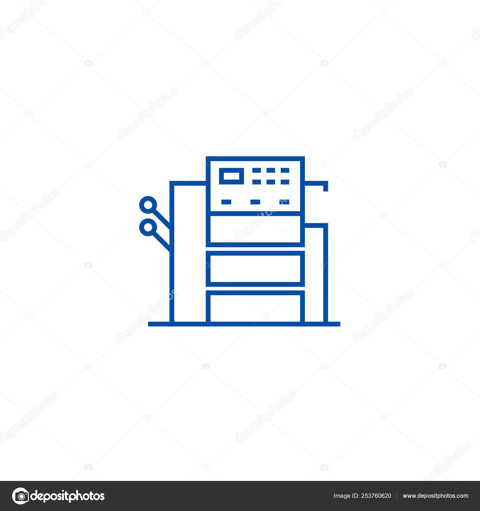 Copy machine line icon concept. Copy machine flat vector symbol, sign ...