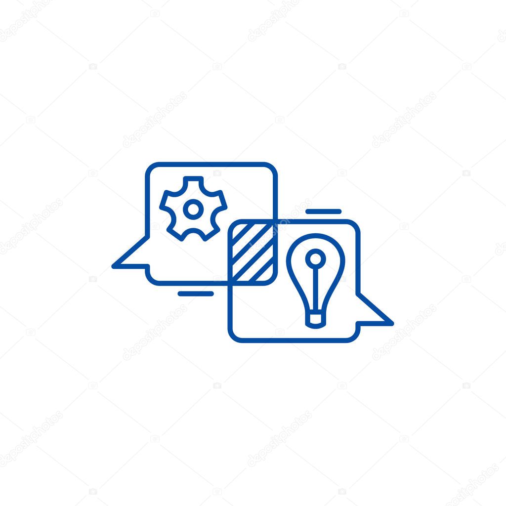 Concepto de icono de línea de discusión creativa. Discusión creativa ...