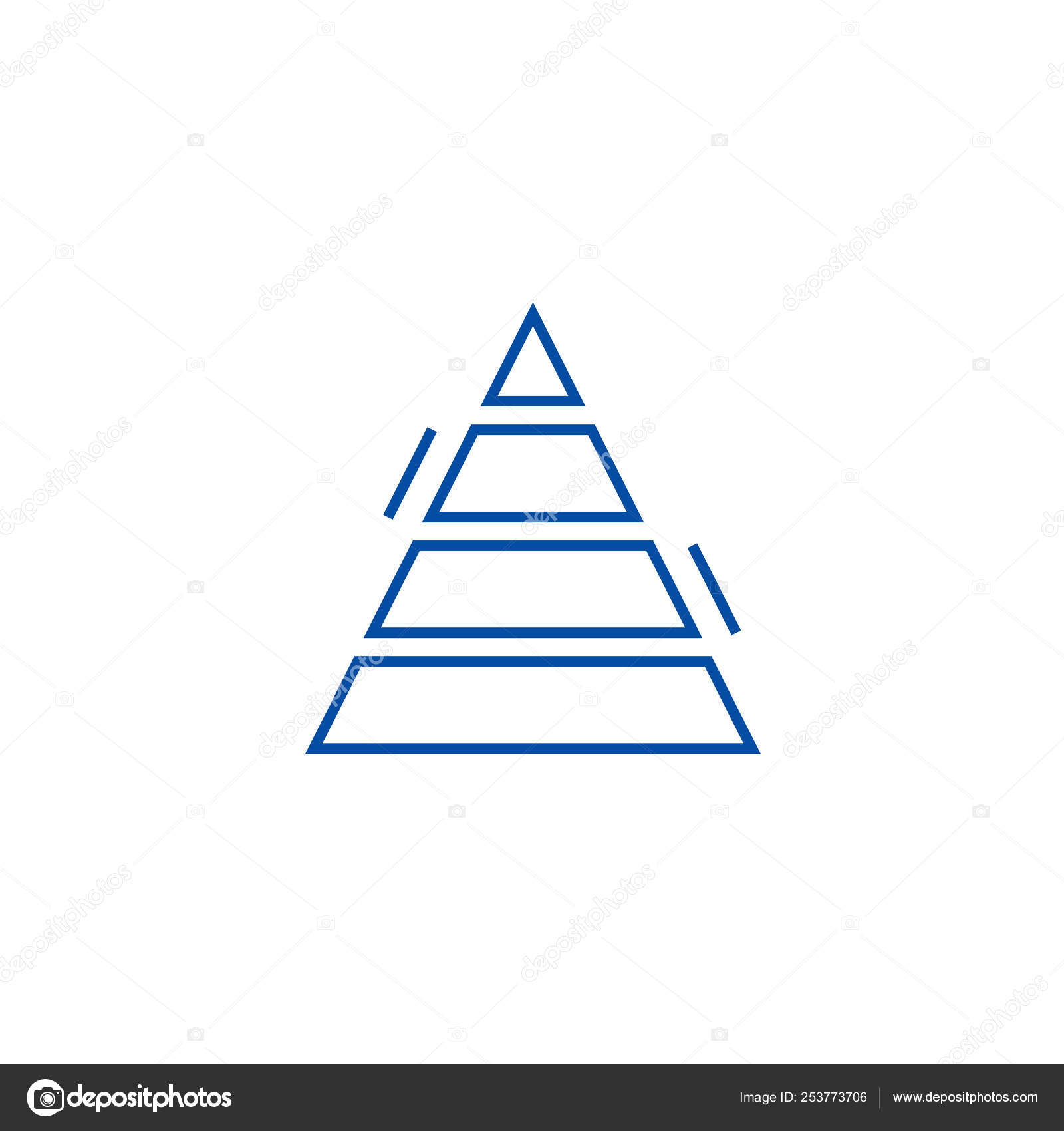 Pyramid chart line icon concept. Pyramid chart flat vector symbol, sign ...