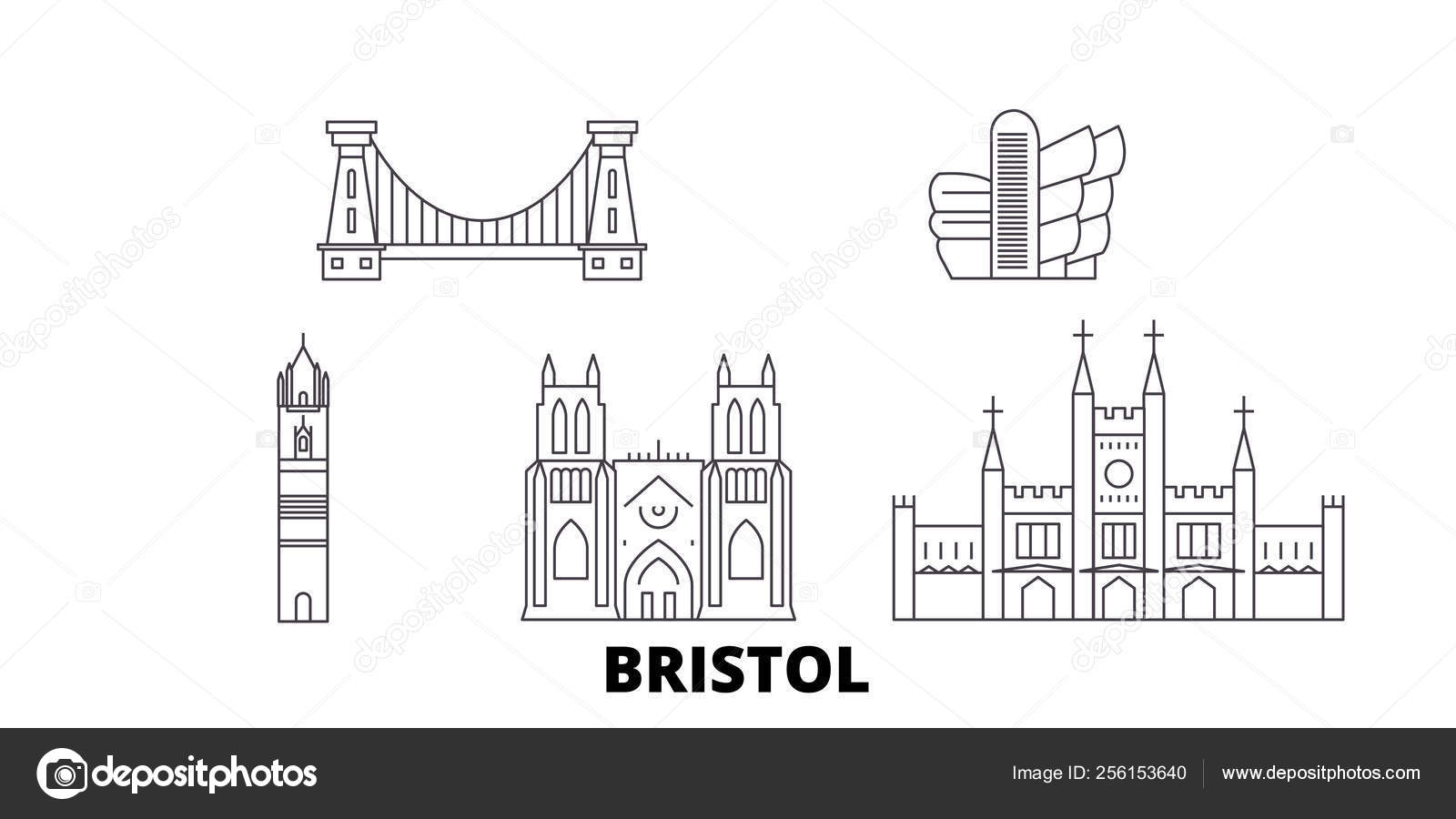 United Kingdom, Bristol line travel skyline set. United Kingdom ...