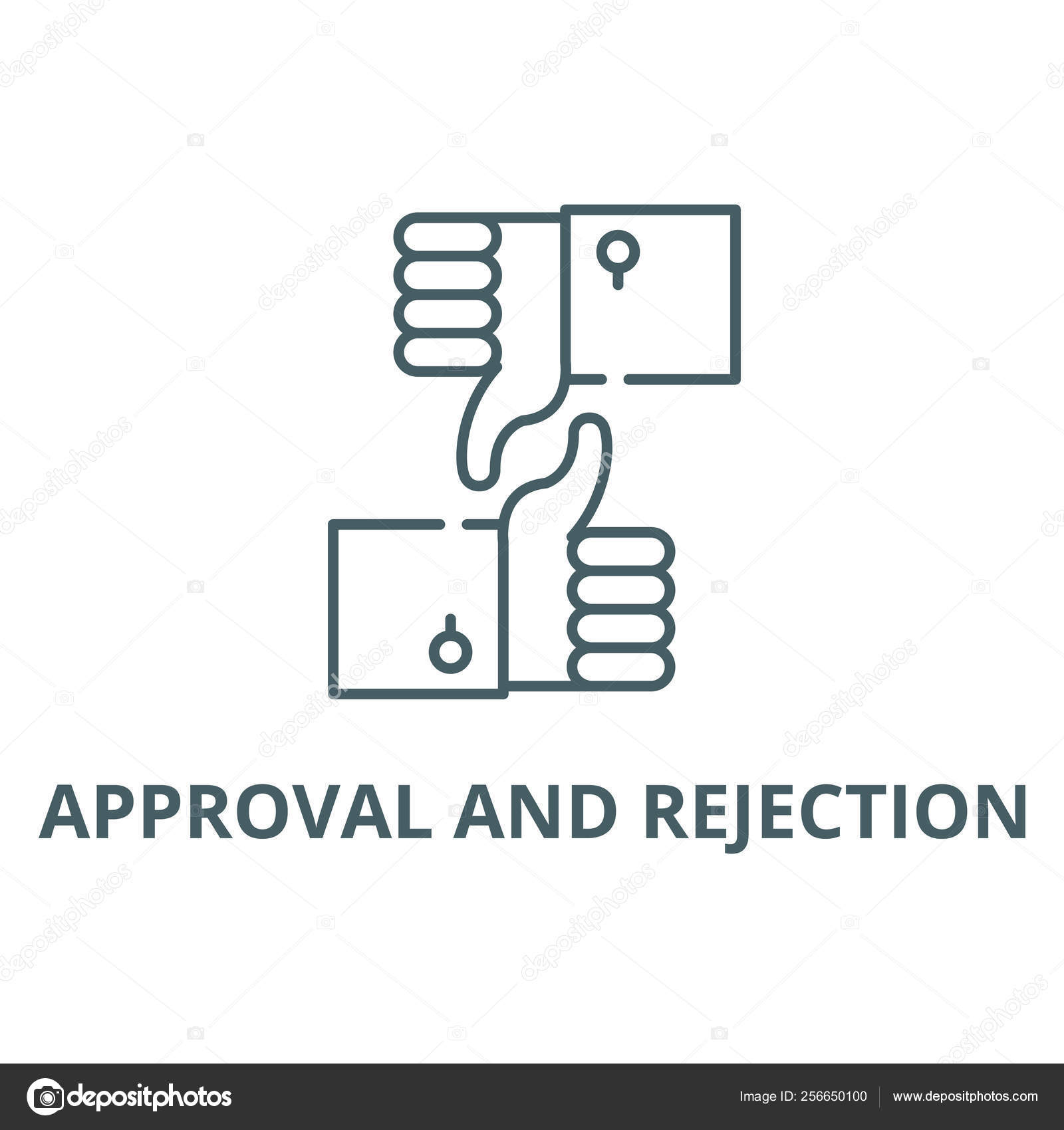 Icono de línea de aprobación y rechazo, vector. Señal del esquema de ...