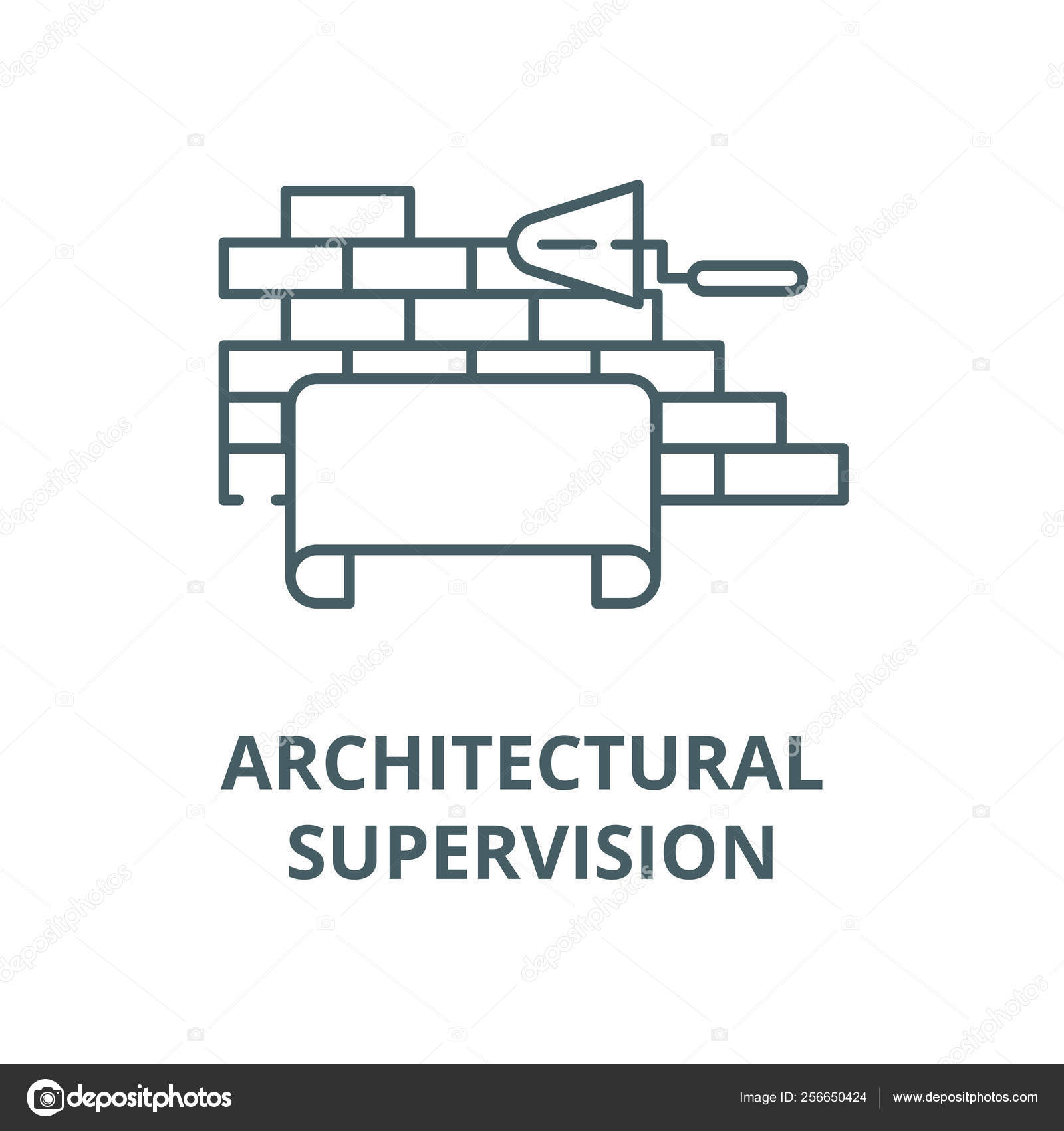 Architectural supervision line icon, vector. Architectural supervision outline sign, concept ...