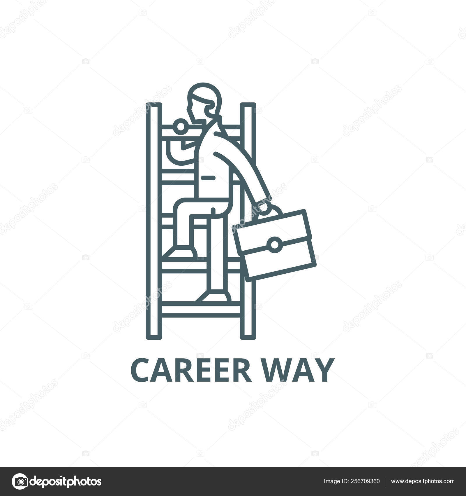 Career way line icon, vector. Career way outline sign, concept symbol ...