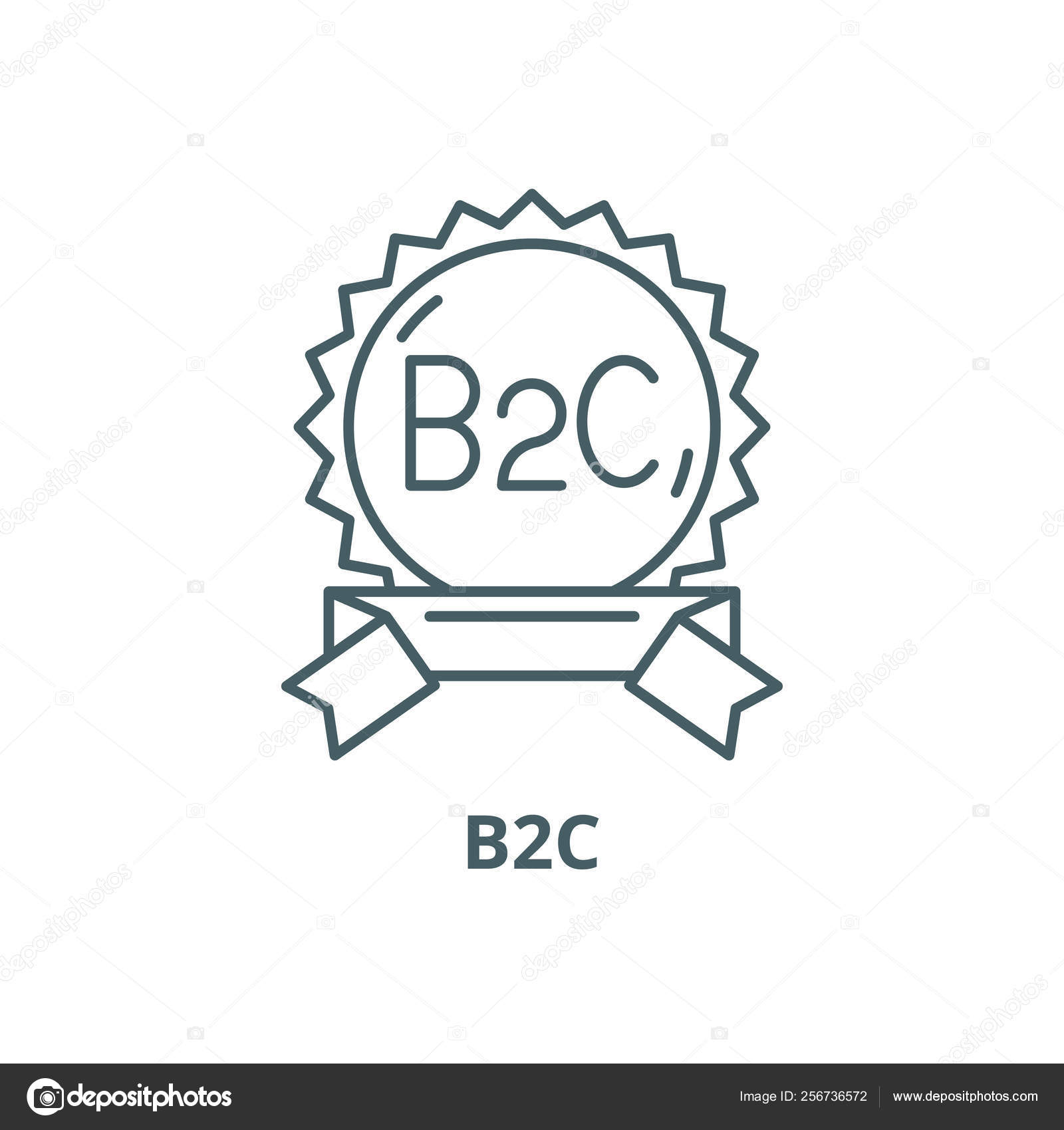 B2c line icon, vector. B2c outline sign, concept symbol, flat ...