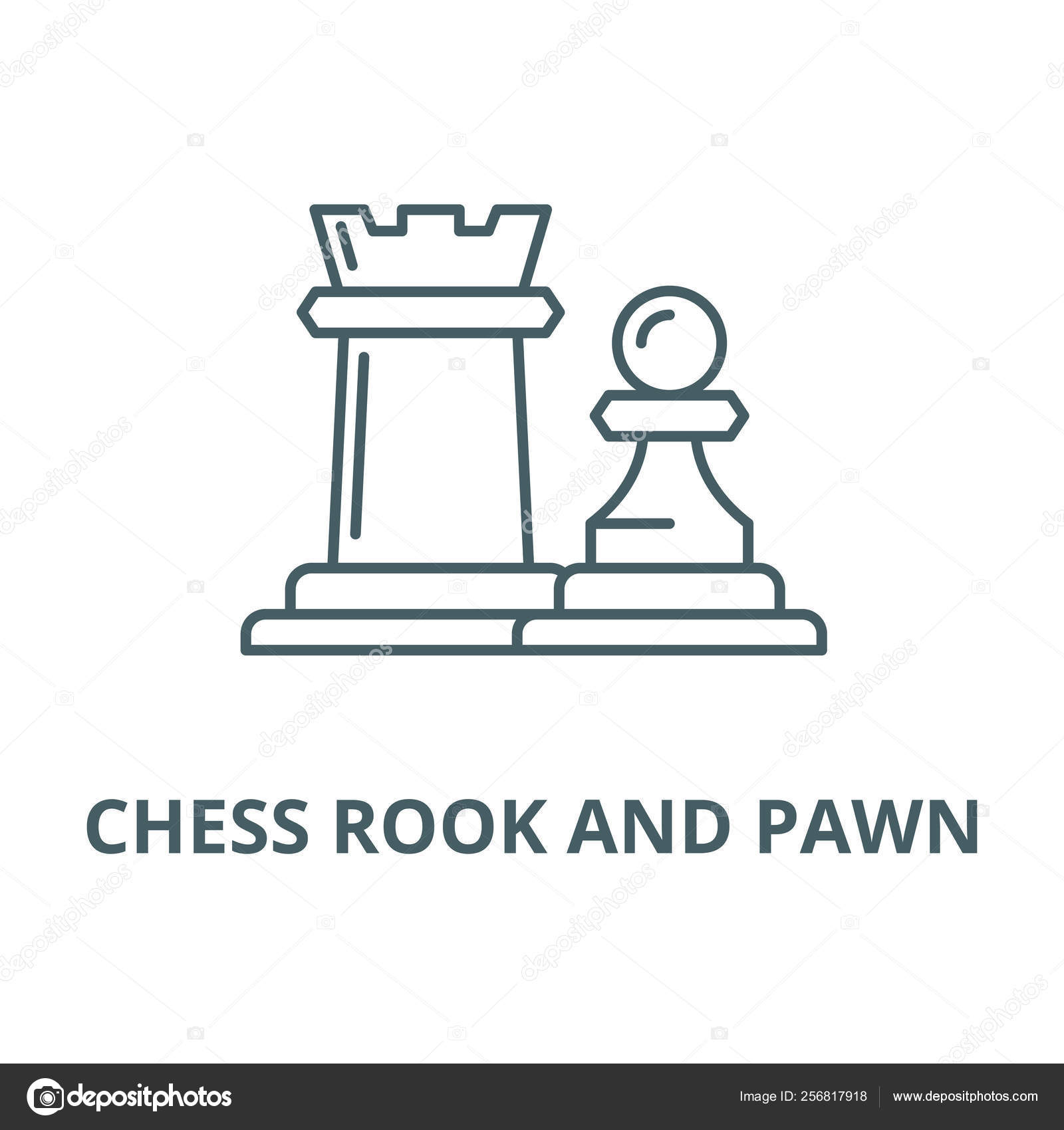 Chess pieces rook and pawn line icon, vector. Chess pieces rook and pawn outline sign, concept ...
