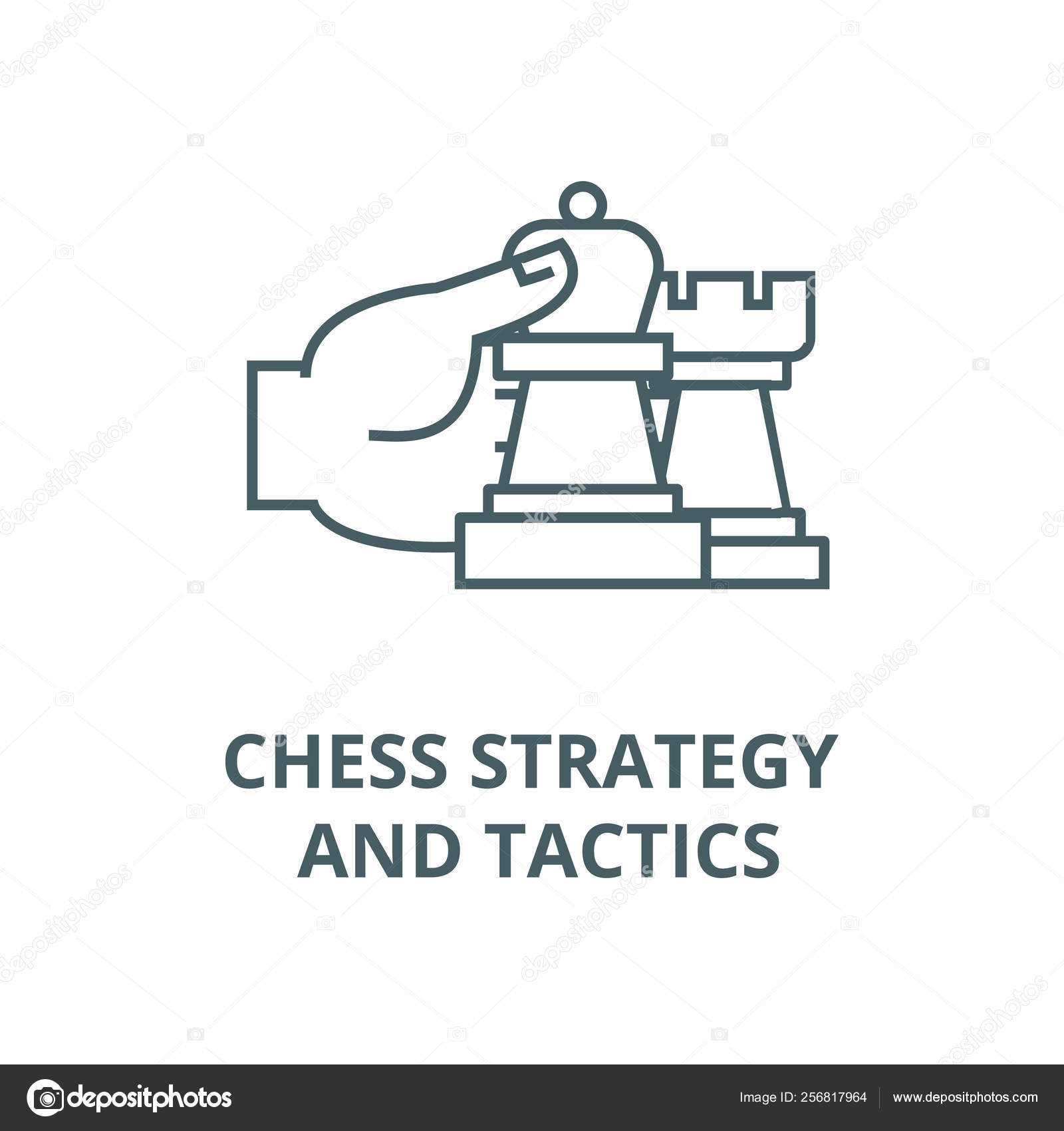 Shakki strategia ja taktiikka linja kuvake, vektori. Shakkistrategia ja ...