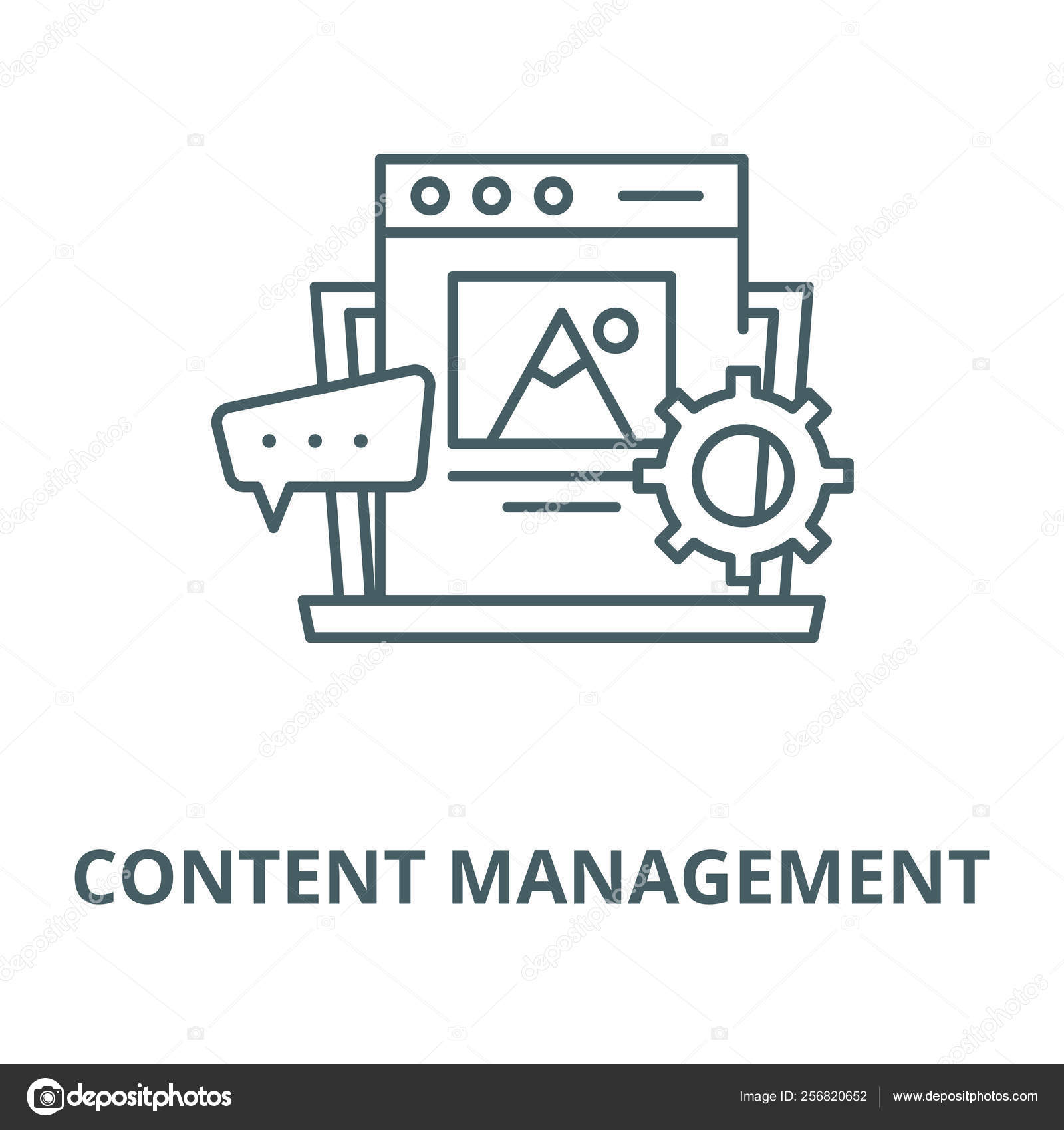 Content management line icon, vector. Content management outline sign ...