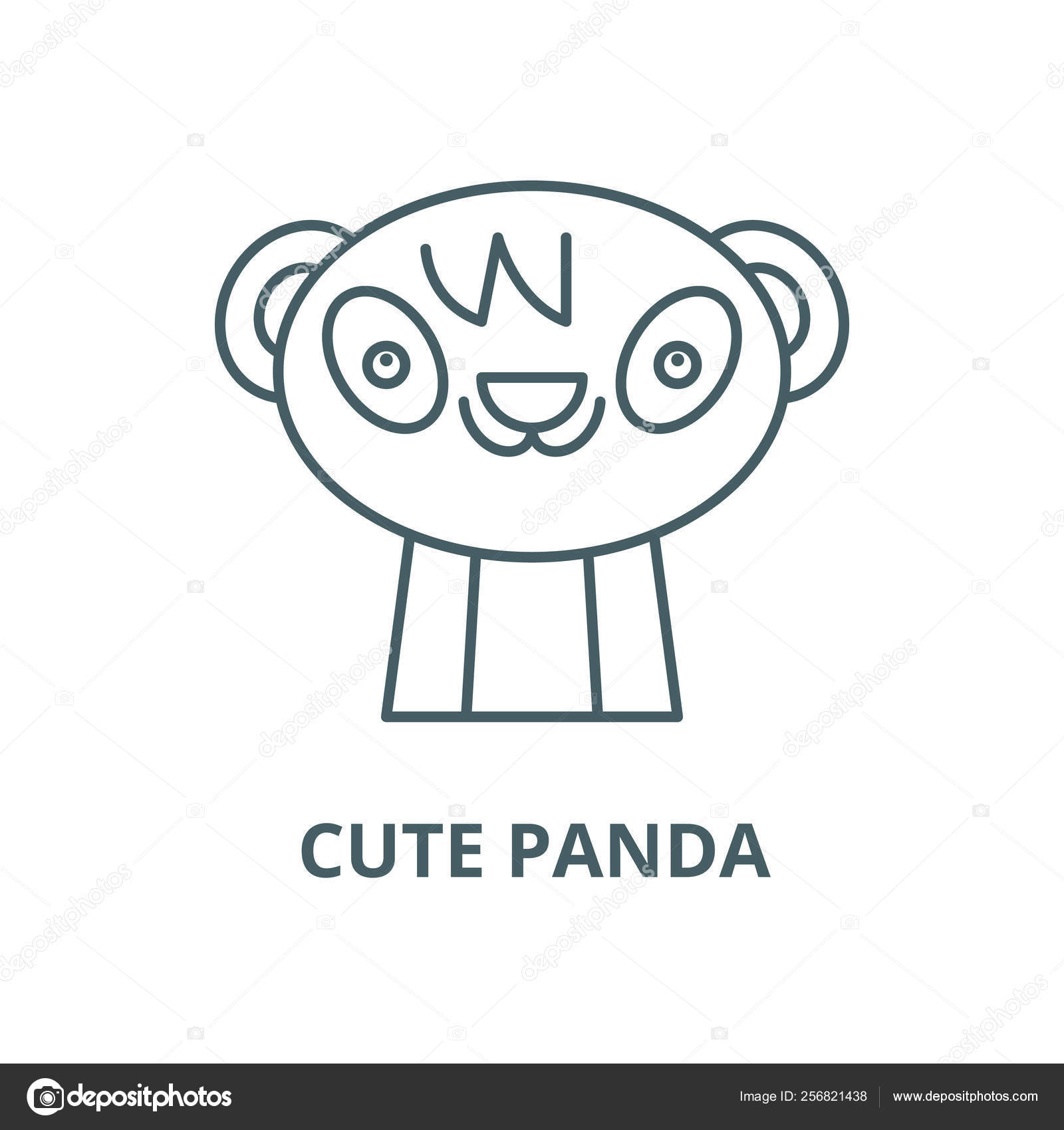 Ikon garis panda lucu, vektor. Cute panda garis luar tanda, konsep ...