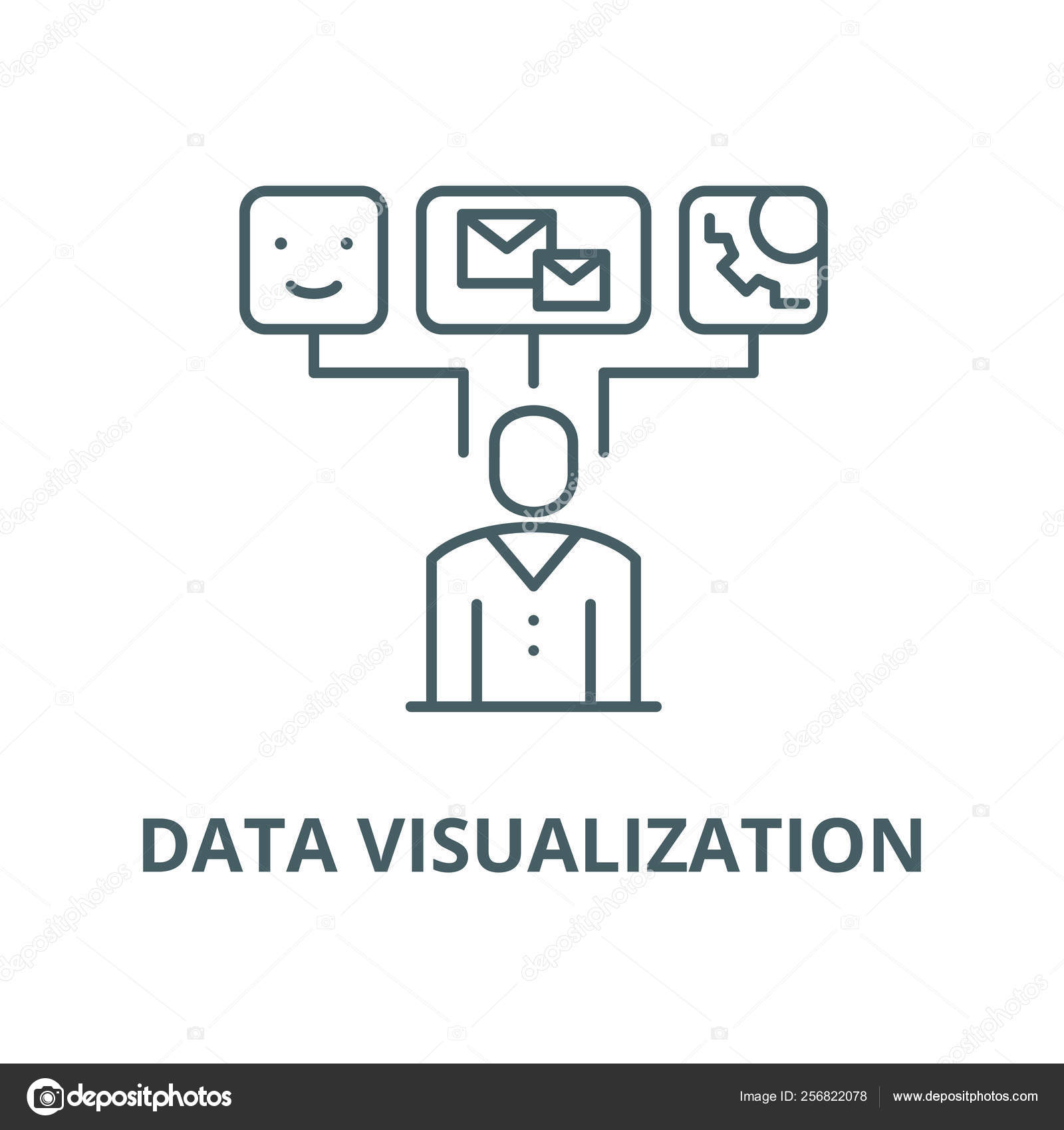 Data visualization line icon, vector. Data visualization outline sign, concept symbol, flat ...