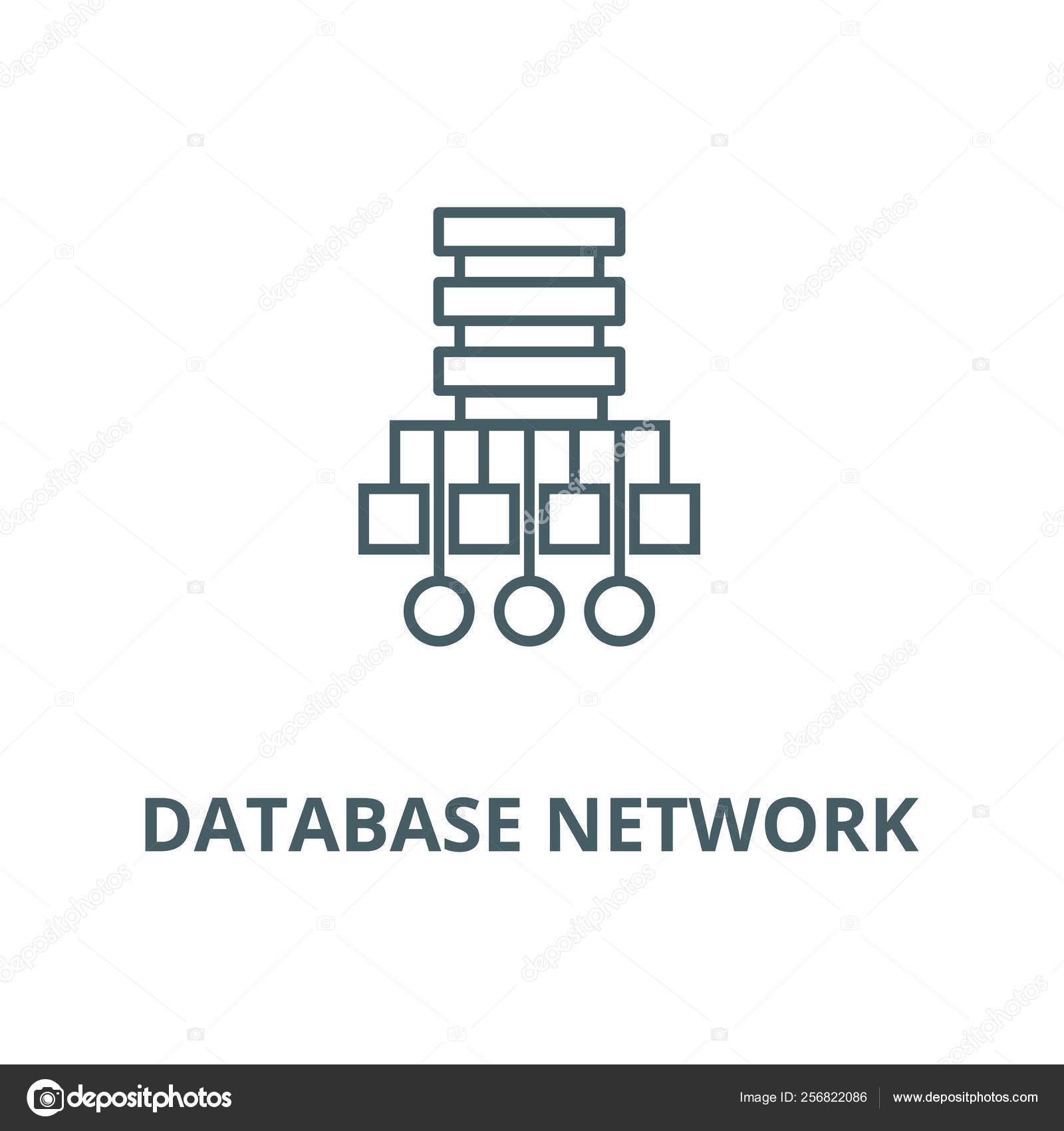 Database network illustration line icon, vector. Database network ...
