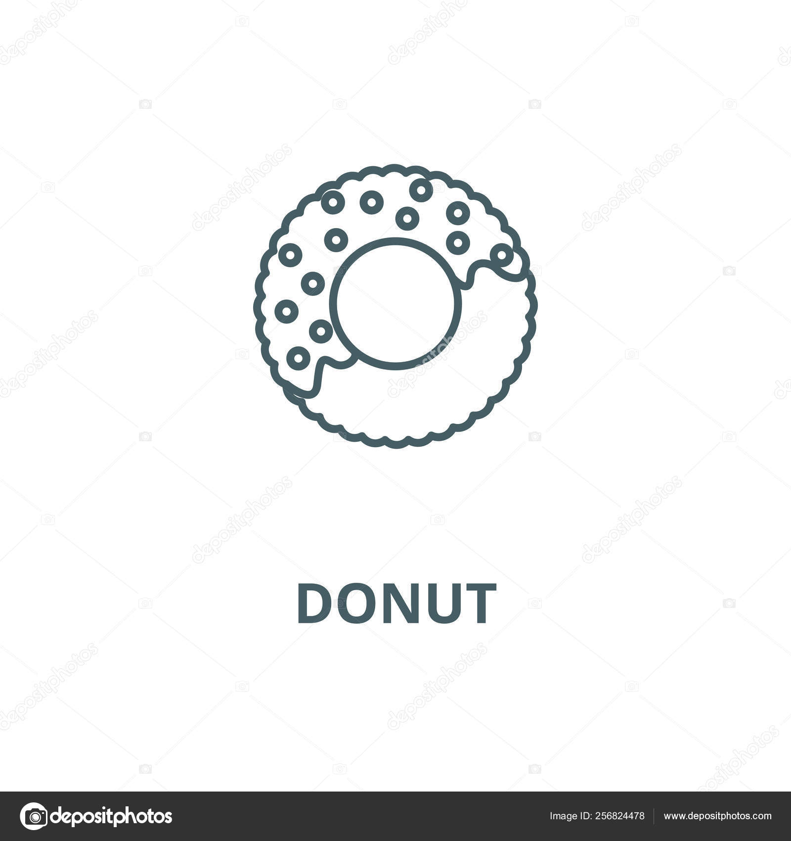 Ikon garis donat, vektor. Garis besar donat, simbol konsep, ilustrasi ...