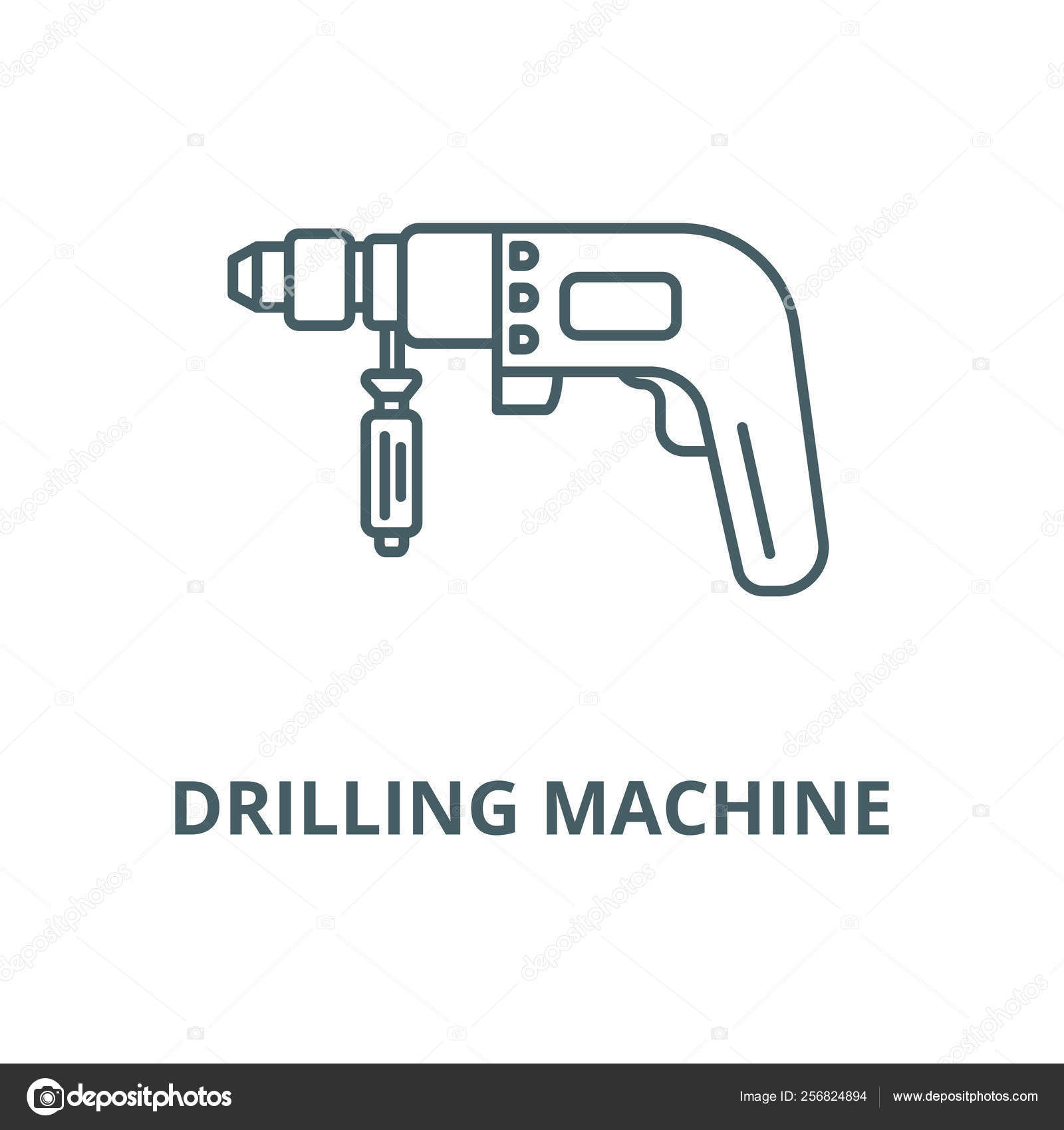 Drilling machine illustration line icon, vector. Drilling machine illustration outline sign ...