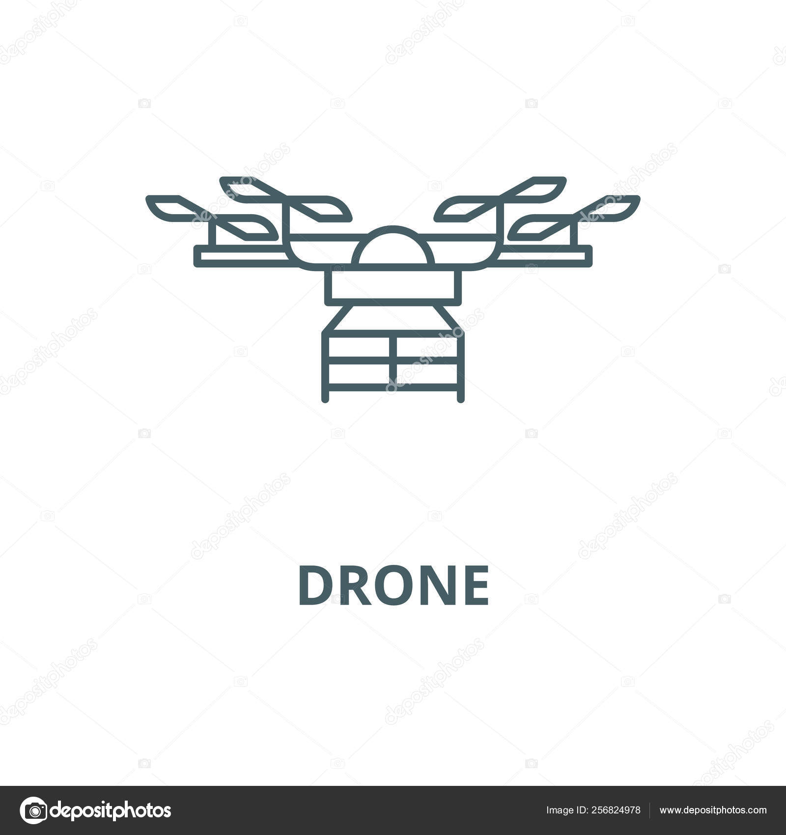 Drone line icon, vector. Drone outline sign, concept symbol, flat ...