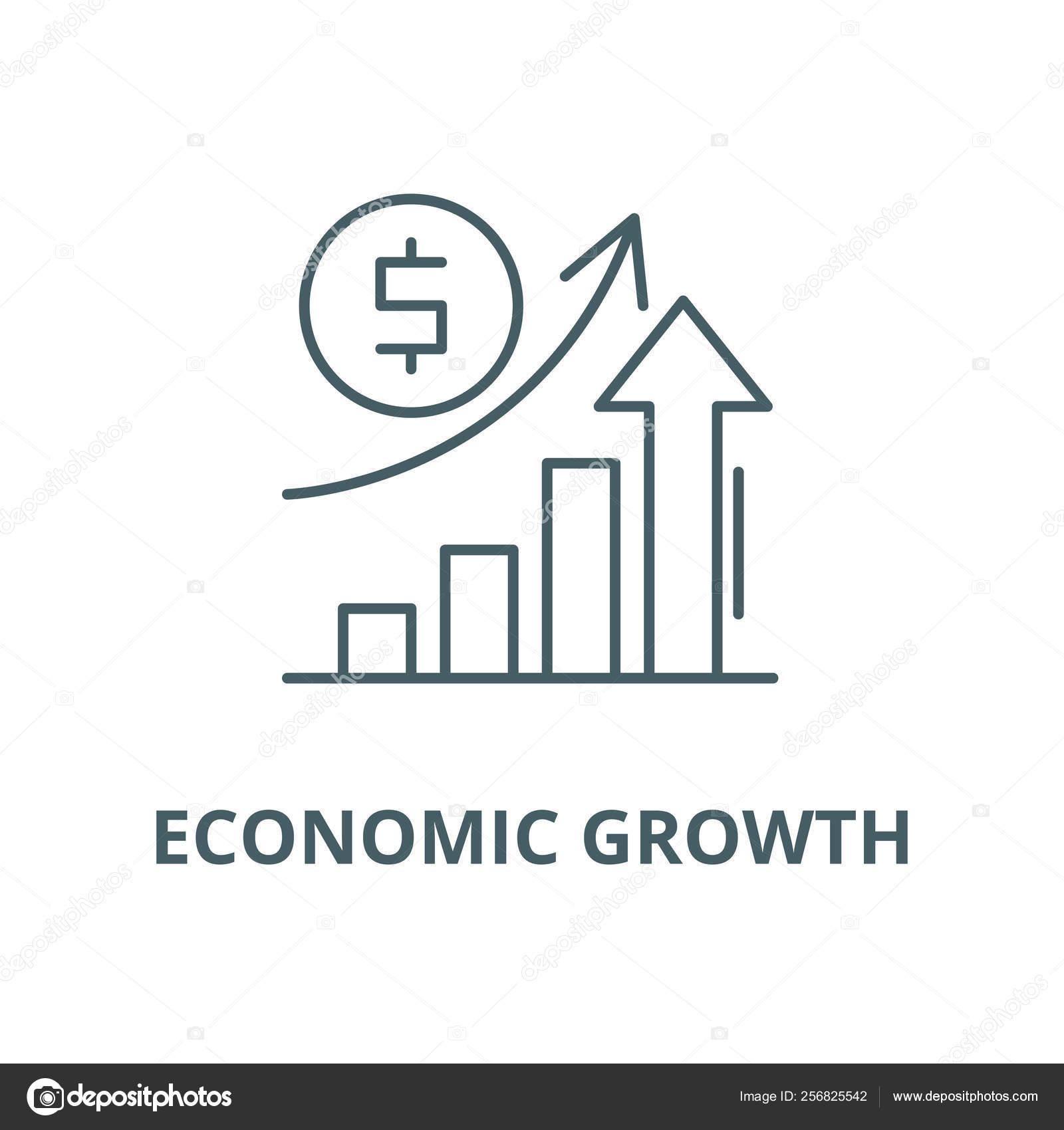 Economic growth line icon, vector. Economic growth outline sign ...