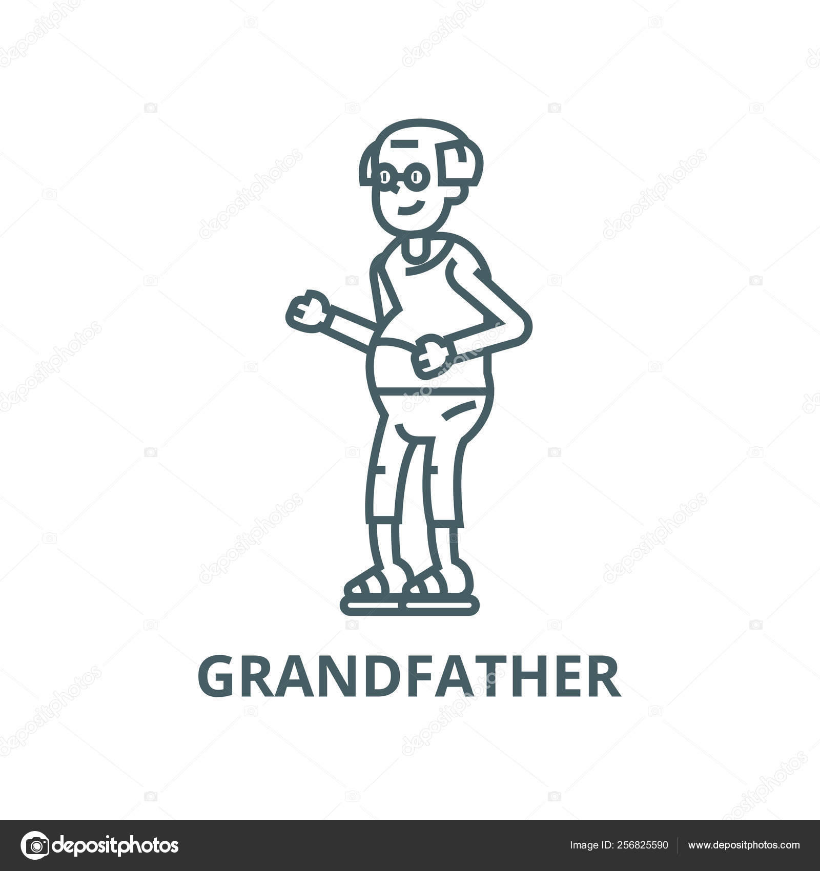 Elderly man,grandfather line icon, vector. Elderly man,grandfather ...