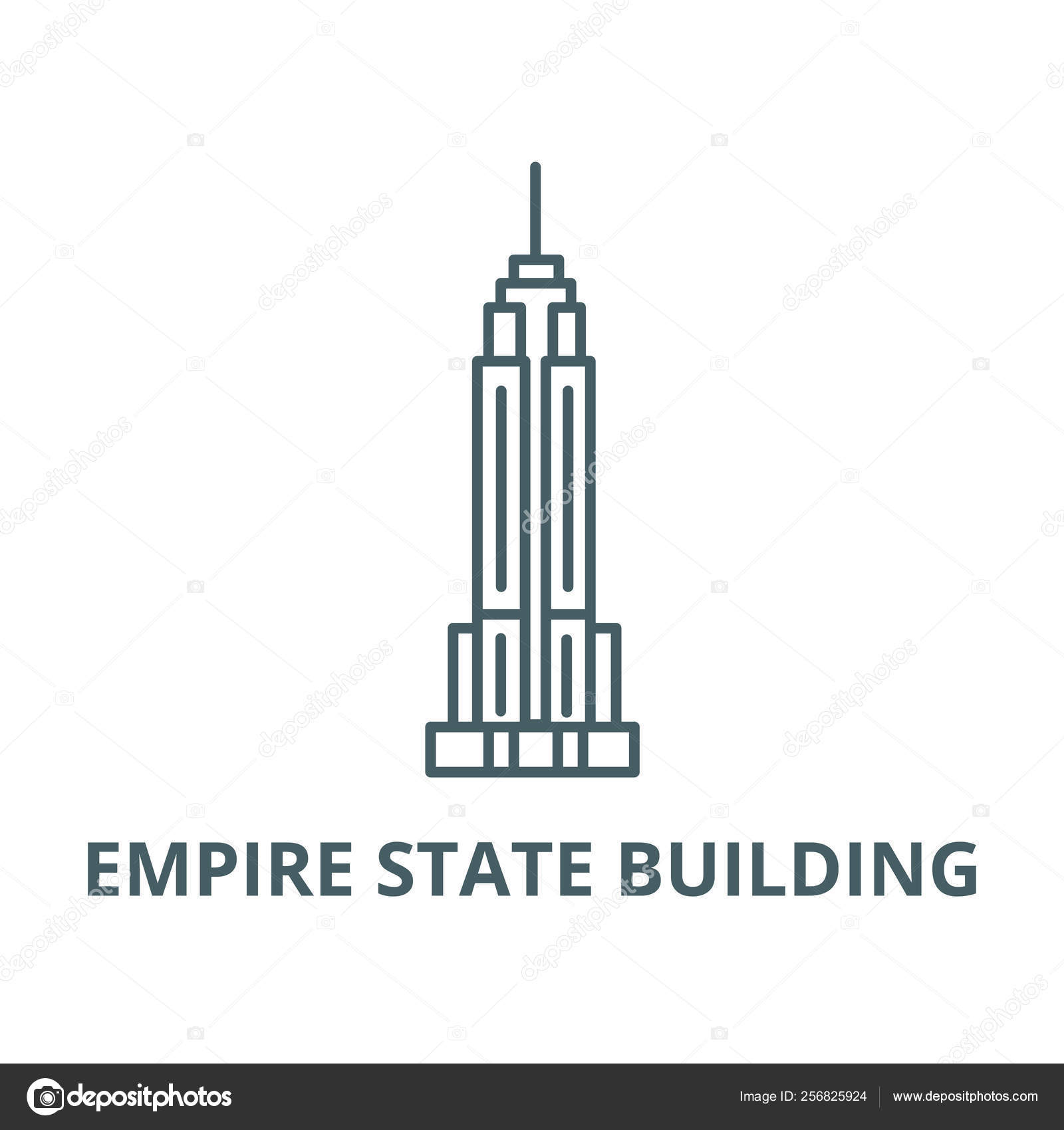 Empire state building outline | Empire state building line icon, vector ...