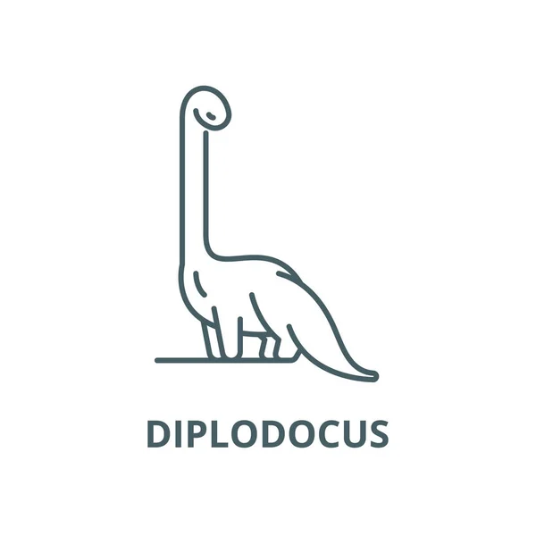 Dinosaur,diplodocus line icon concept. Dinosaur,diplodocus flat vector ...