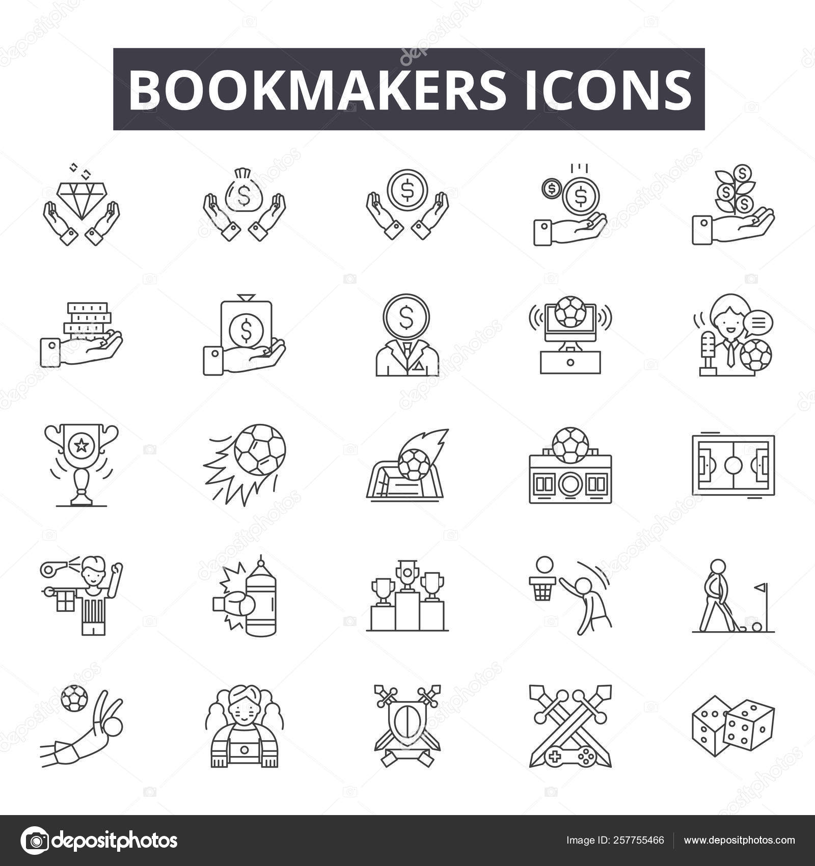 Bookmakers line icons, signs set, vector. Bookmakers outline concept ...