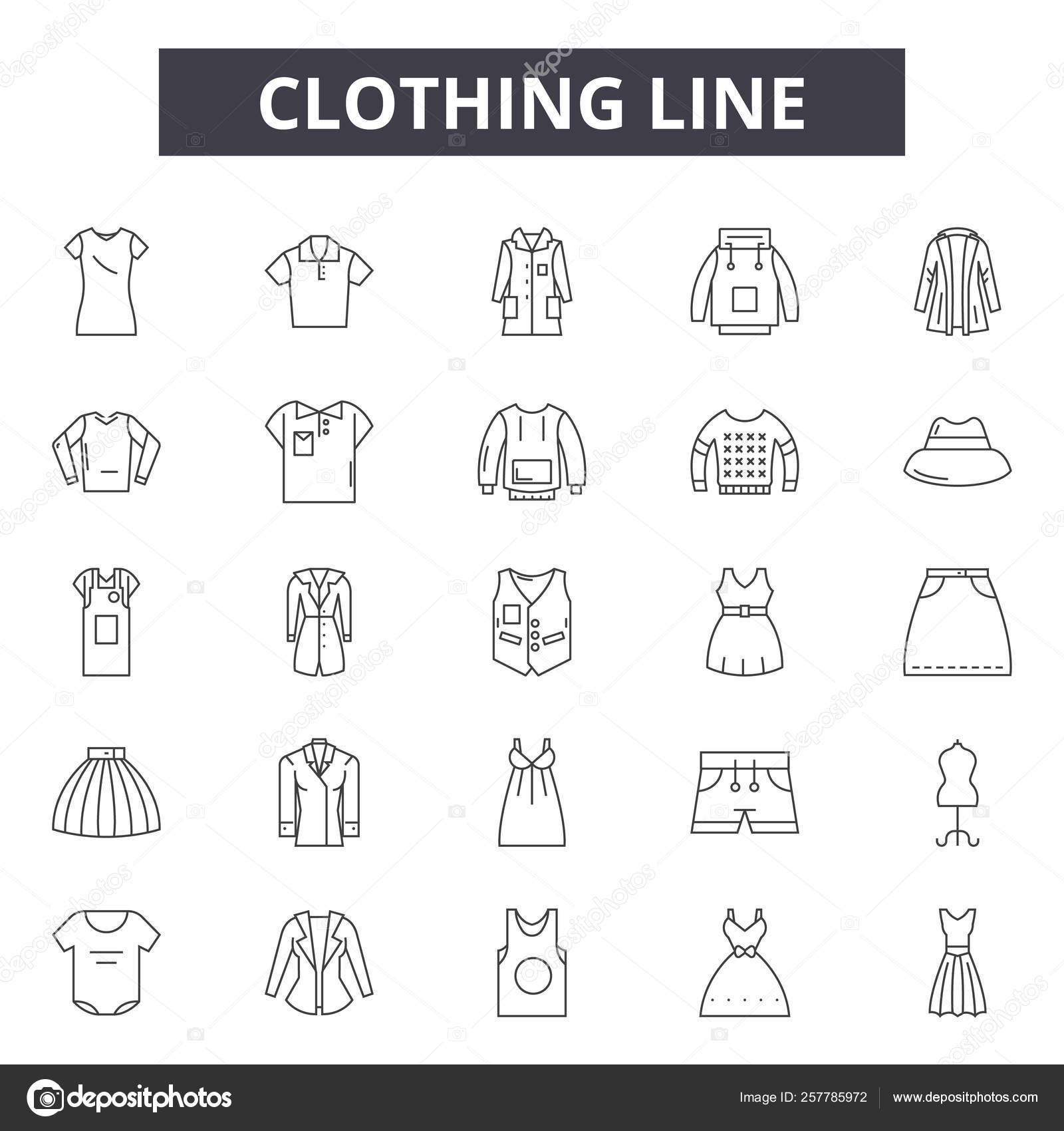 Clothing Line Line Icons Signs Set Vector Clothing Line Outline