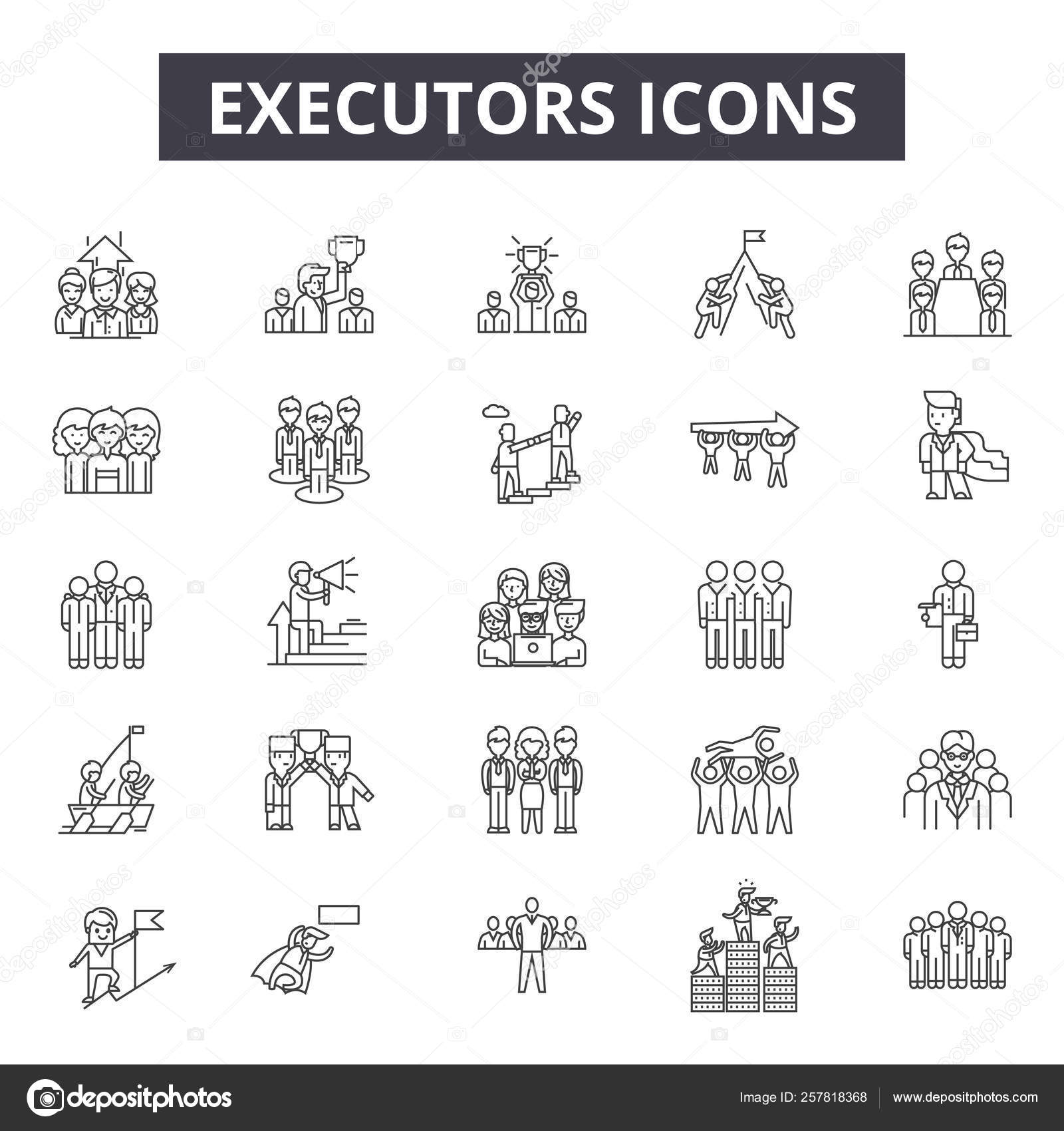 Executors line icons, signs set, vector. Executors outline concept ...