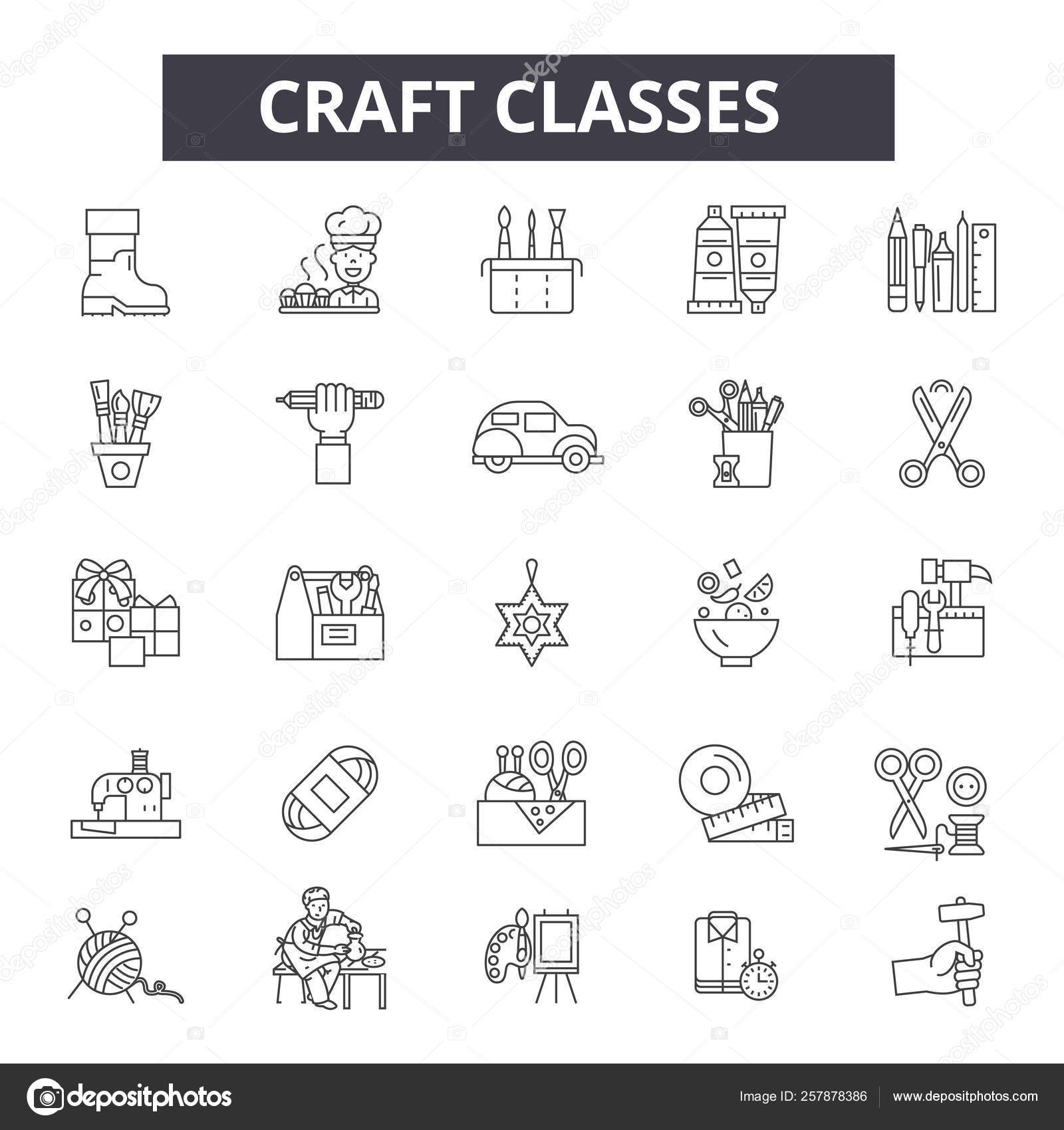 Craft classes line icons, signs set, vector. Craft classes outline ...