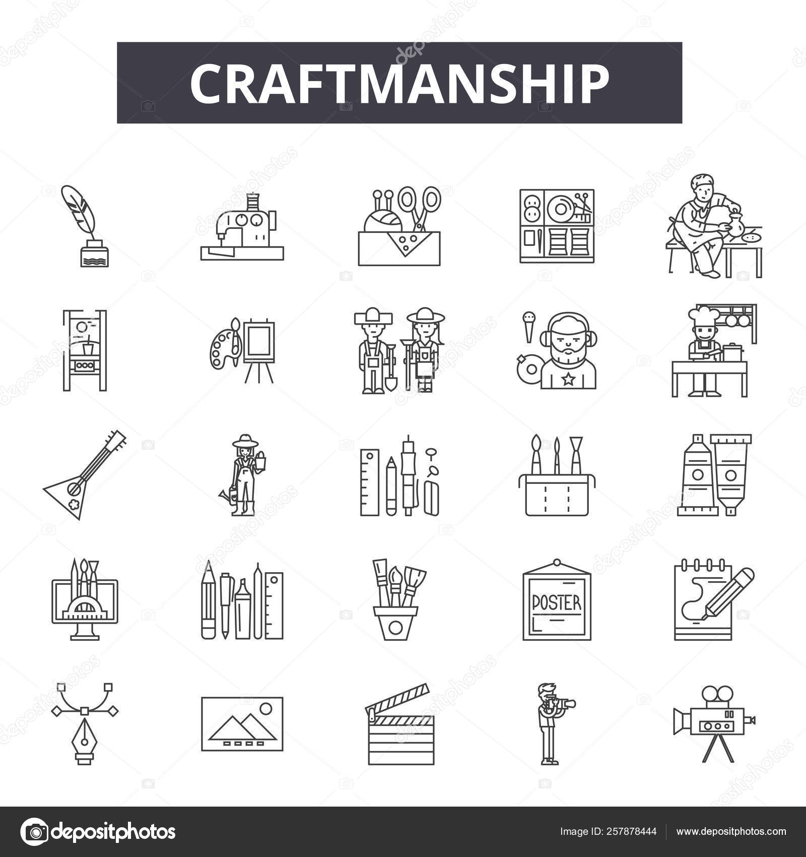 Creaftmanship line icons, signs set, vector. Creaftmanship outline ...