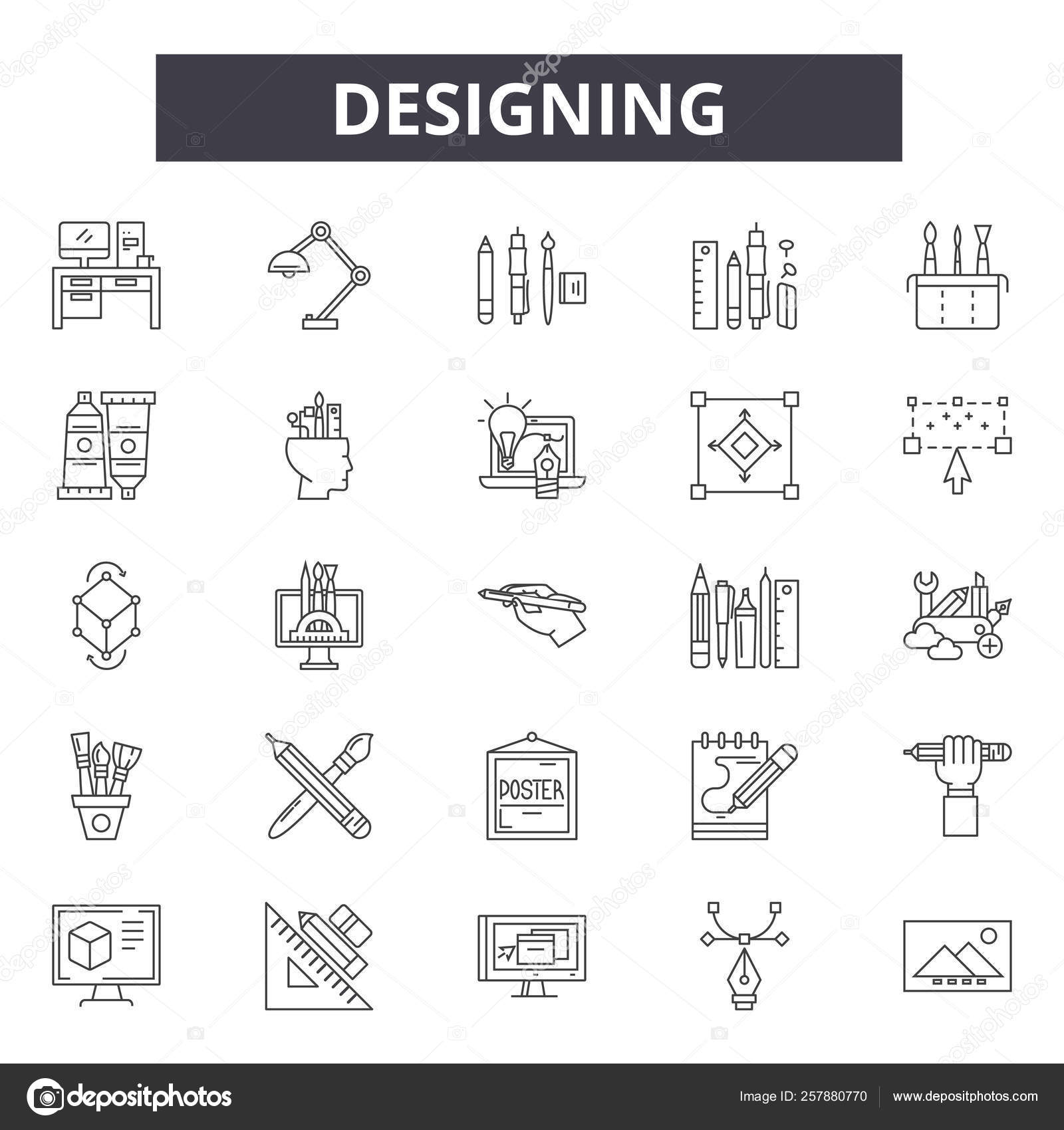 Designing line icons, signs set, vector. Designing outline concept ...