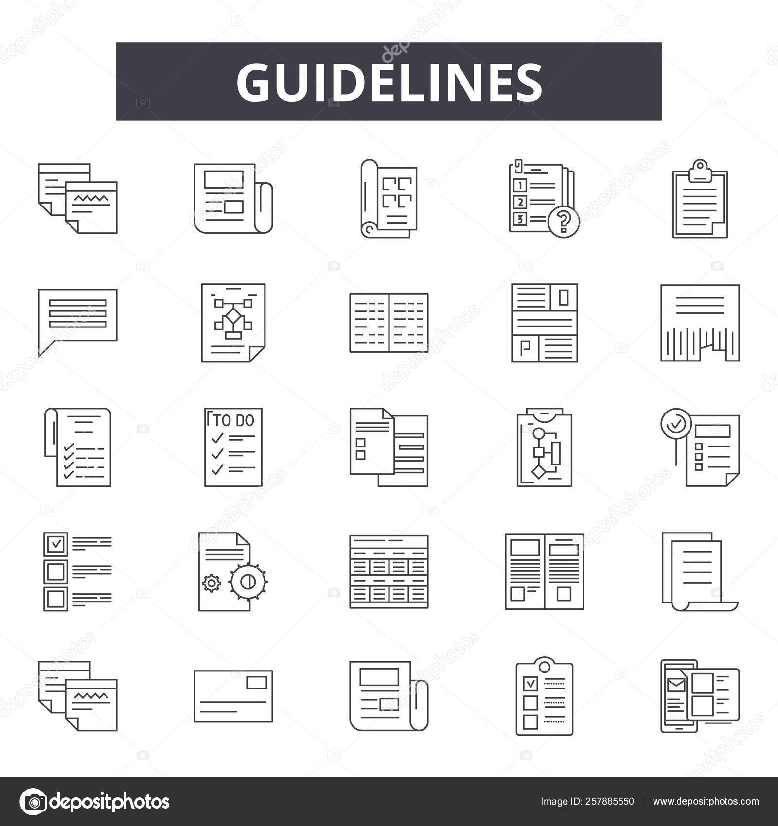 Guidelines line icons, signs set, vector. Guidelines outline concept ...