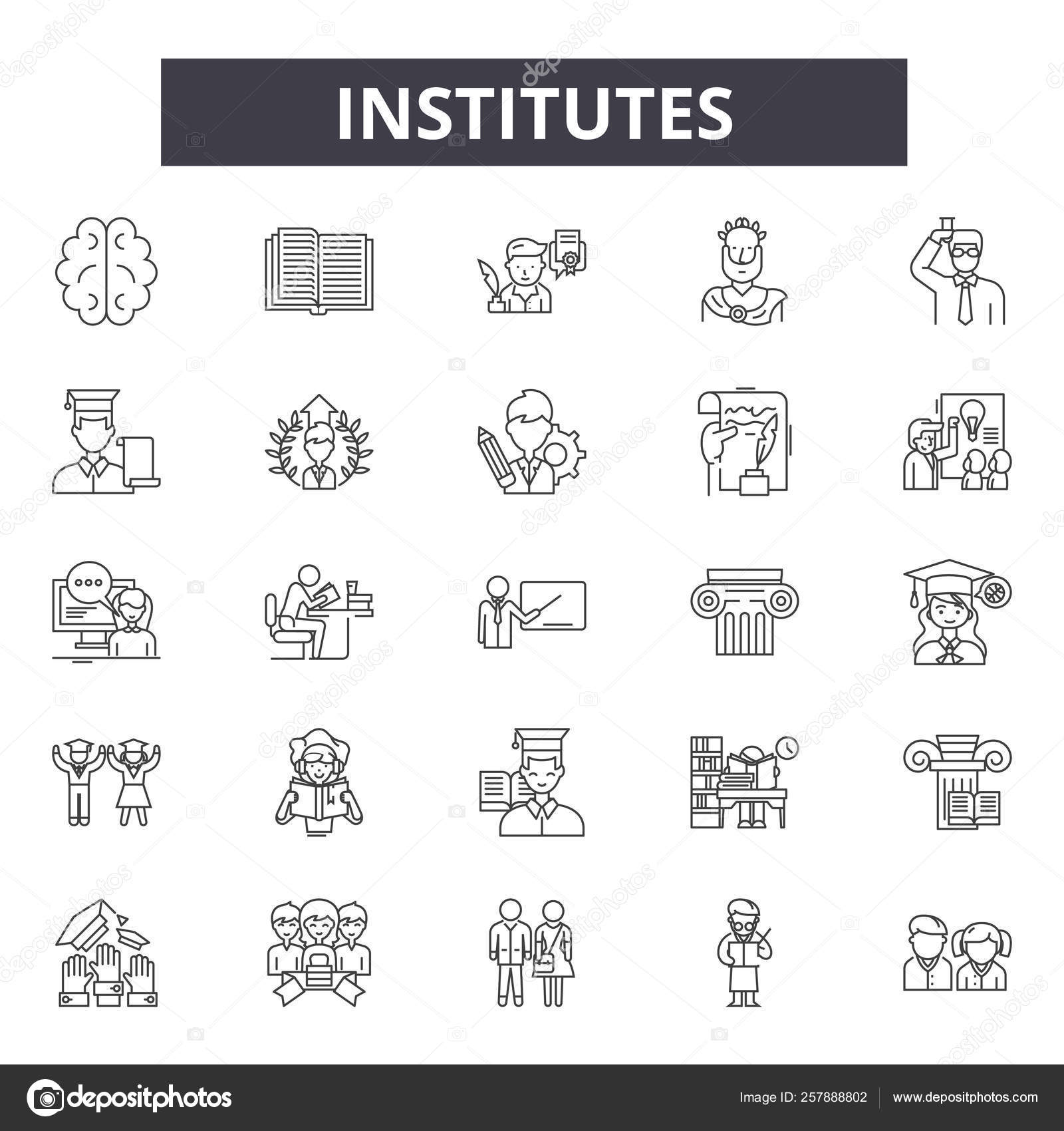 Institutes line icons, signs set, vector. Institutes outline concept ...