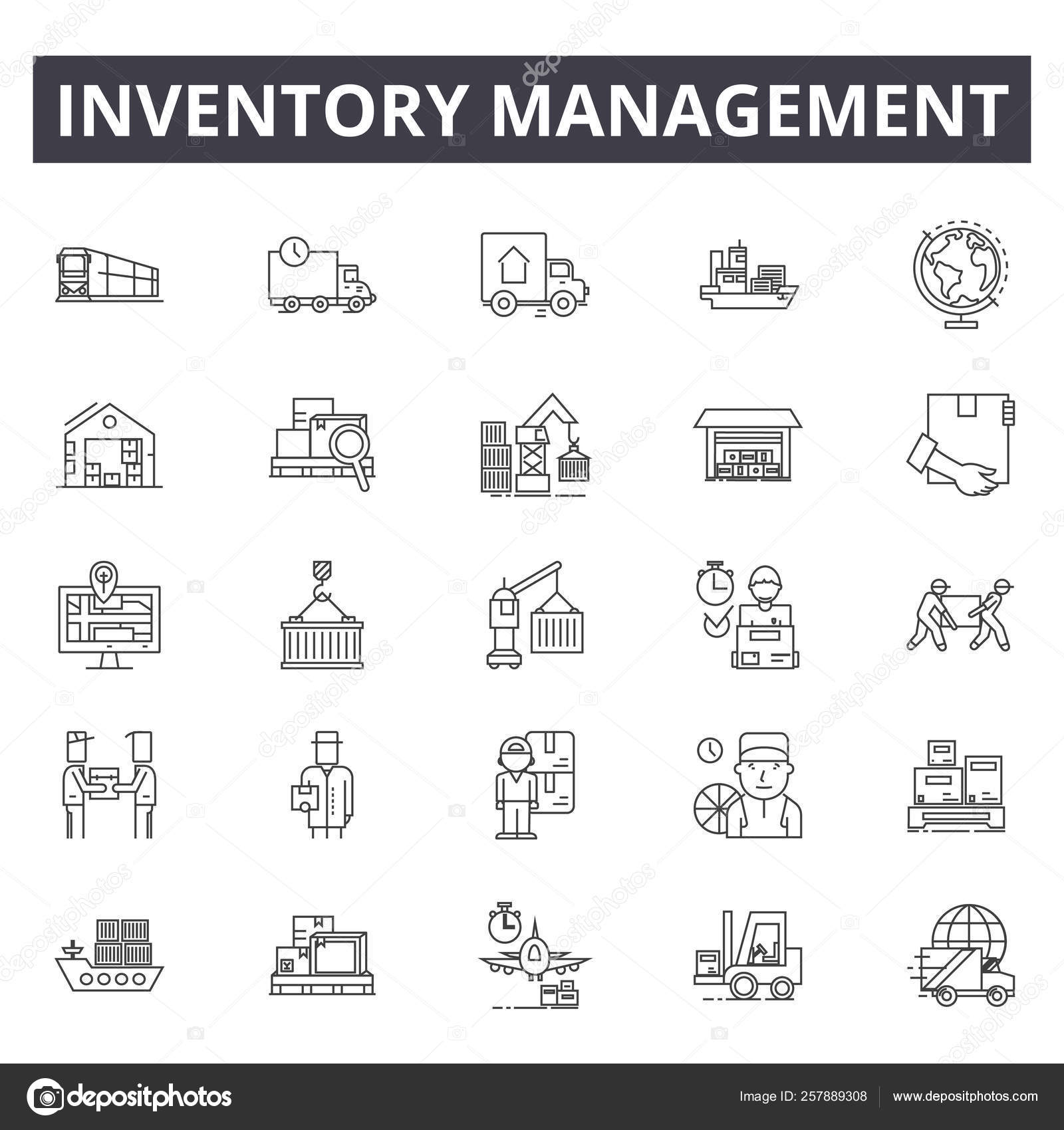 Image vectorielle Icônes de ligne de gestion des stocks, ensemble de ...
