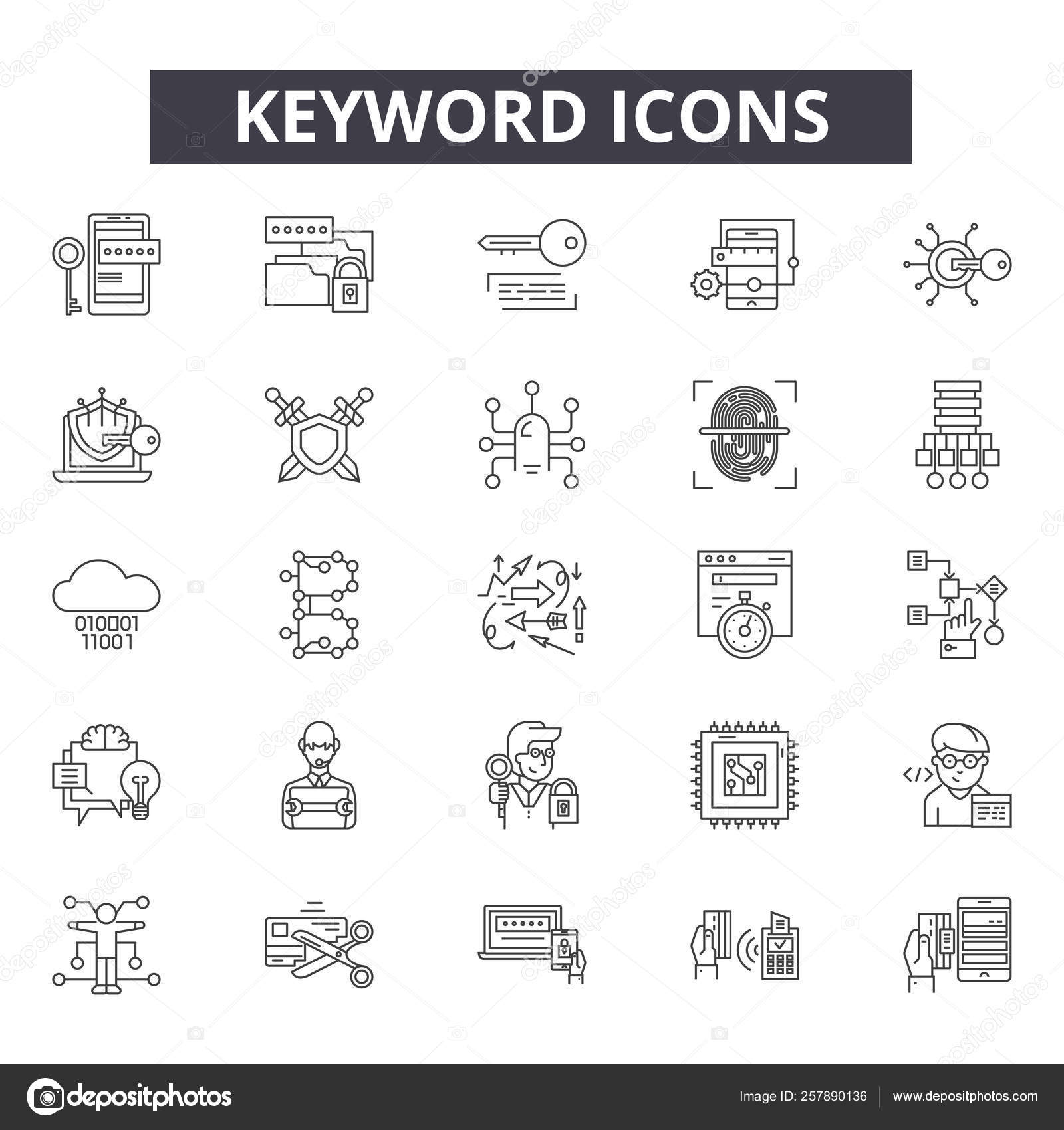 Keyword line icons, signs set, vector. Keyword outline concept ...