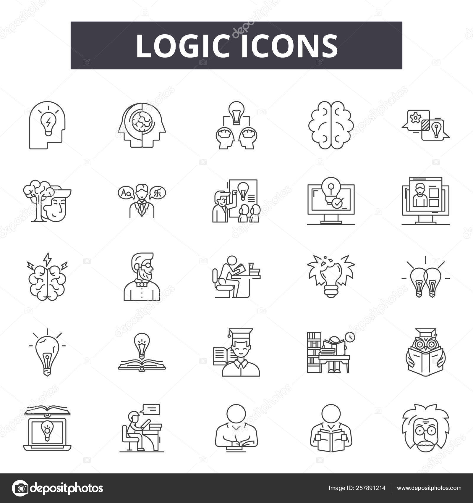 Logic line icons, signs set, vector. Logic outline concept ...