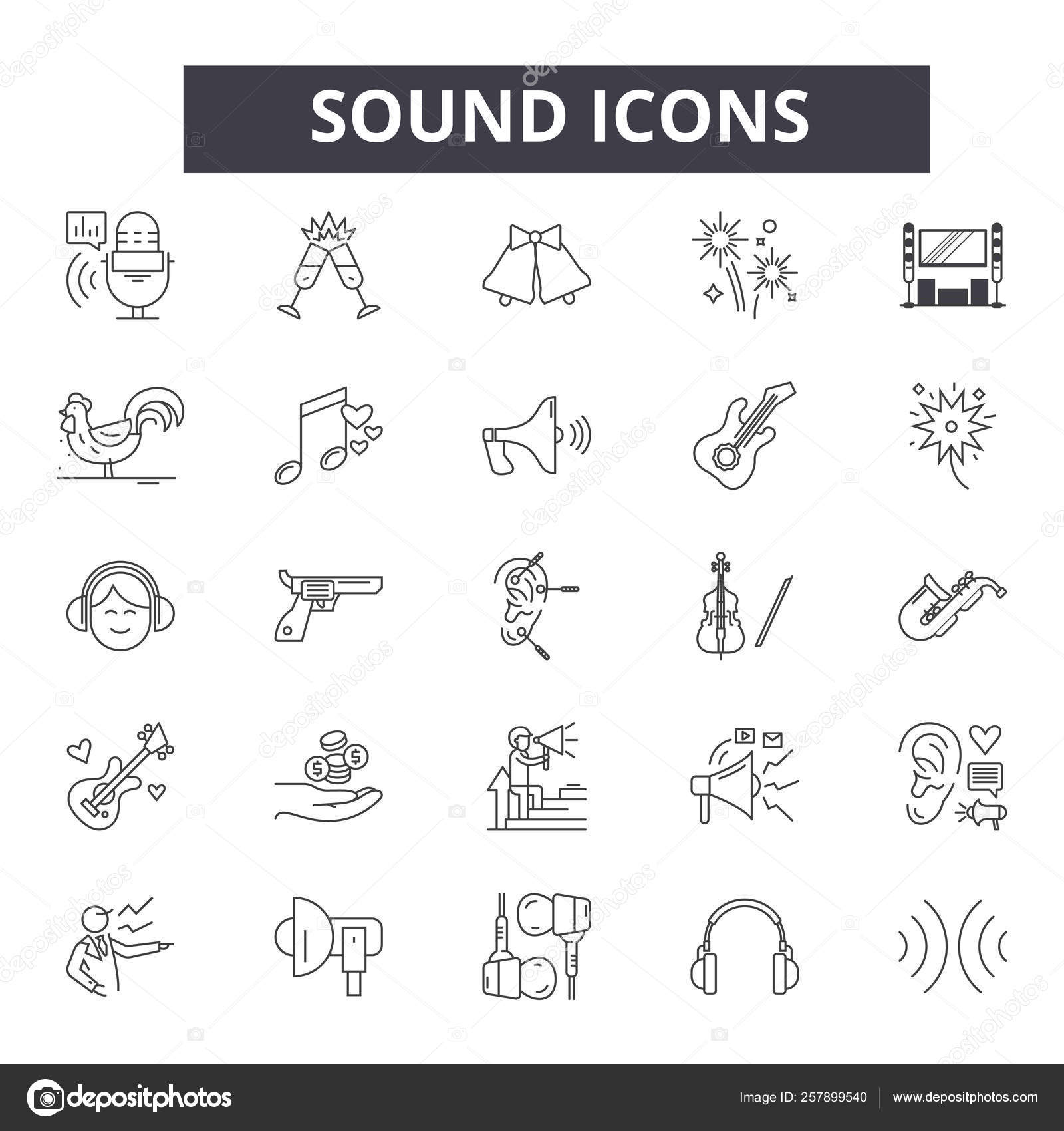 Sound line icons, signs set, vector. Sound outline concept ...