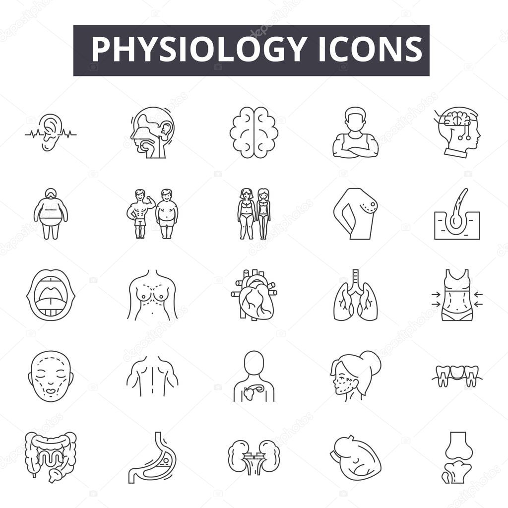 Iconos de línea fisiológica, conjunto de signos, vector. Concepto del ...