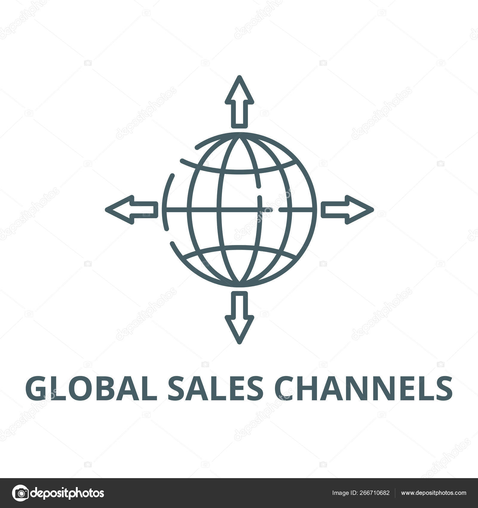 Global sales channels vector line icon, linear concept, outline sign ...