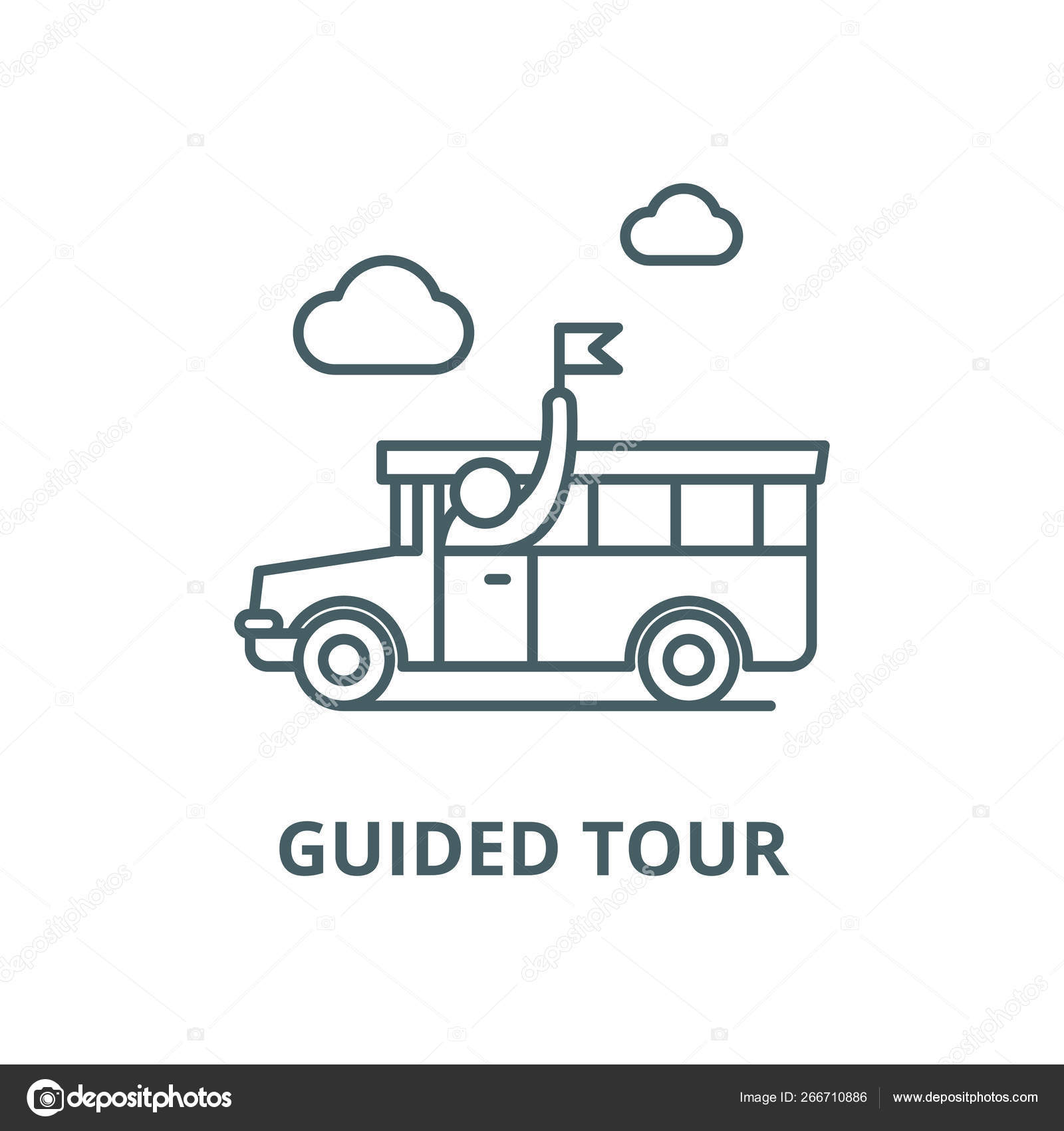 Guided tour vector line icon, linear concept, outline sign, symbol ...