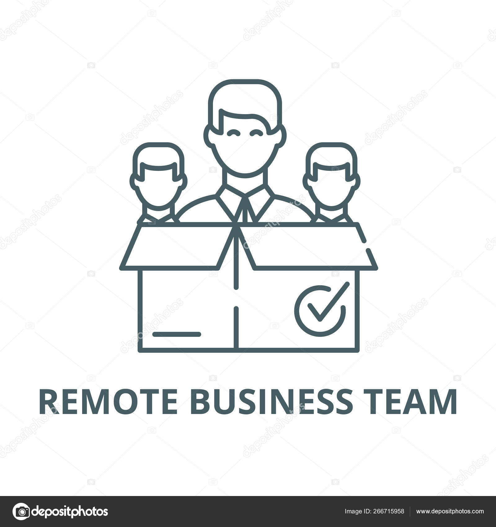 Remote business team vector line icon, linear concept, outline sign ...
