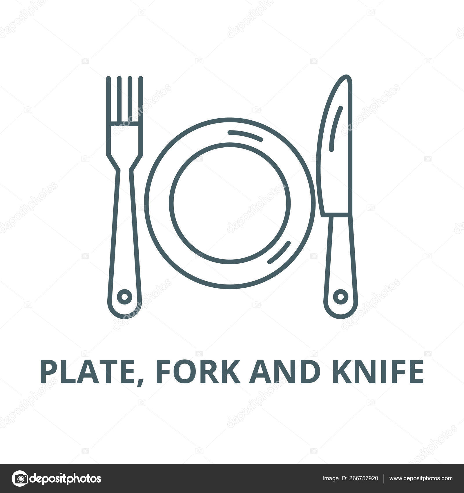 Plate, fork and knife vector line icon, linear concept, outline sign ...