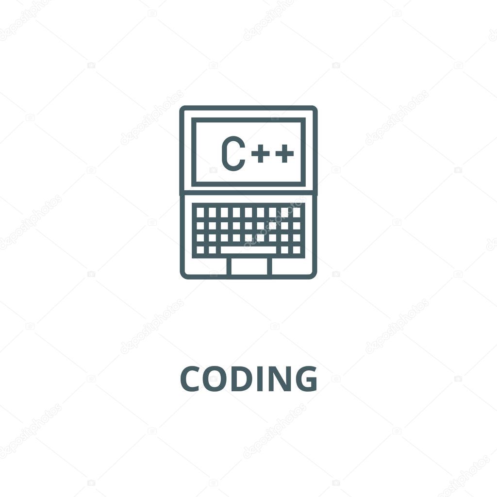 Programación, codificación, c más icono de línea vectorial, concepto ...