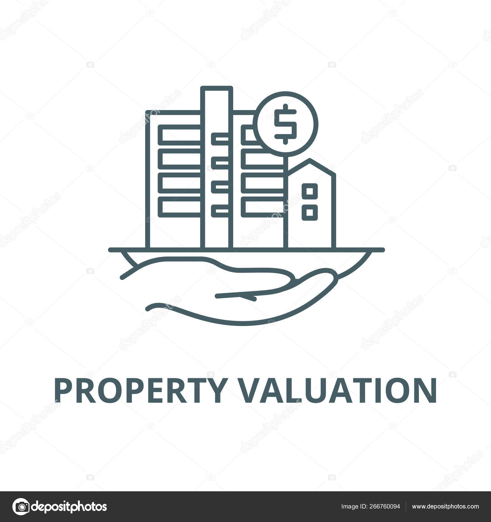 Valoración de la propiedad vector línea icono, concepto lineal, signo ...
