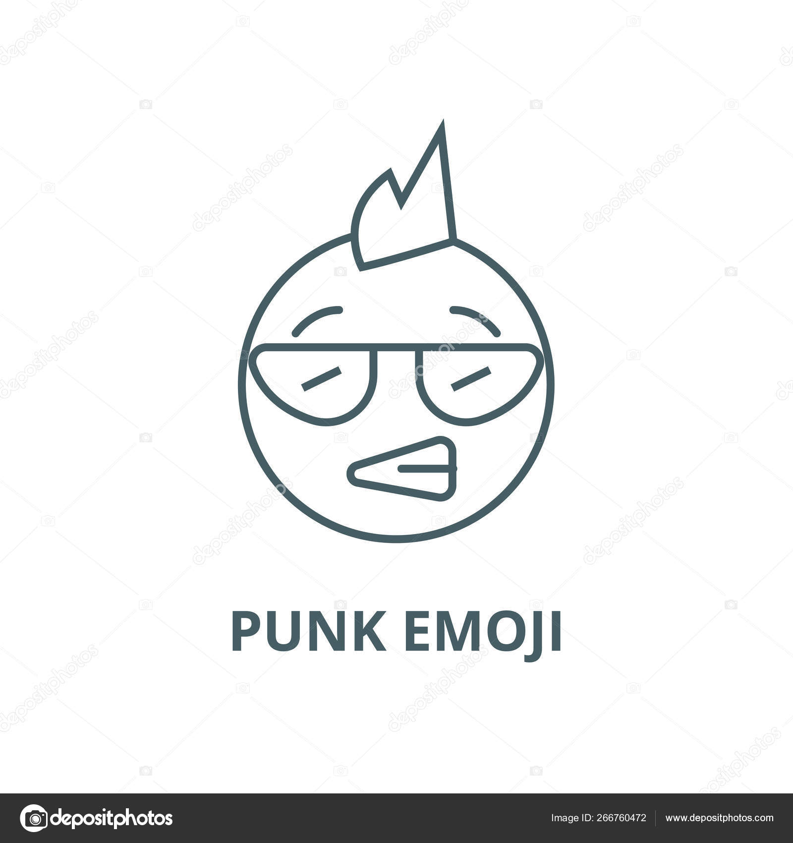 Punk emoji vector line icon, linear concept, outline sign, symbol Stock ...