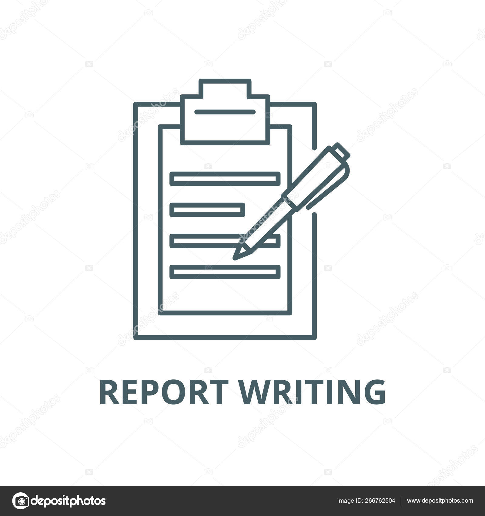 Report writing vector line icon, linear concept, outline sign, symbol ...