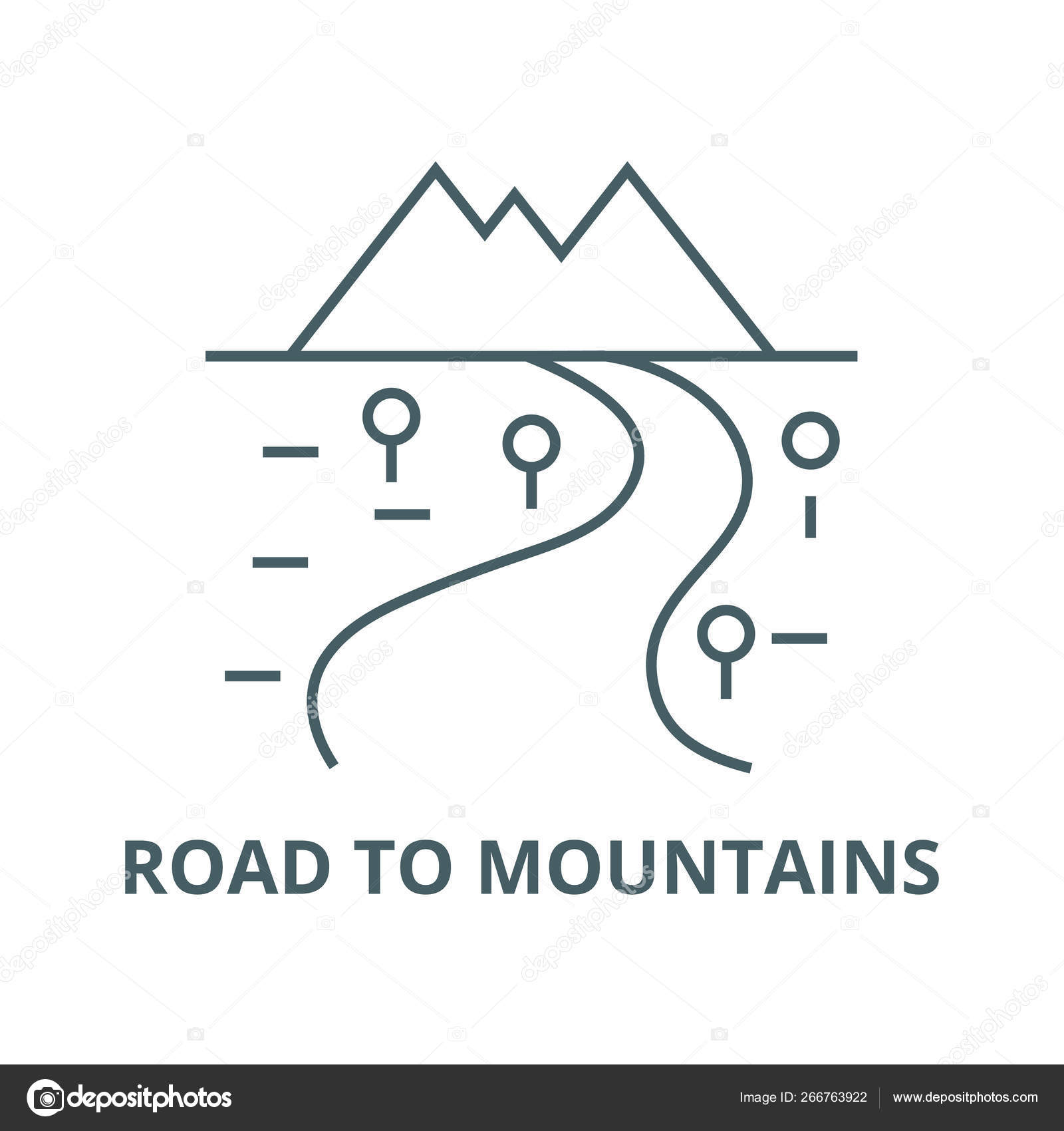 Road to mountains vector line icon, linear concept, outline sign ...