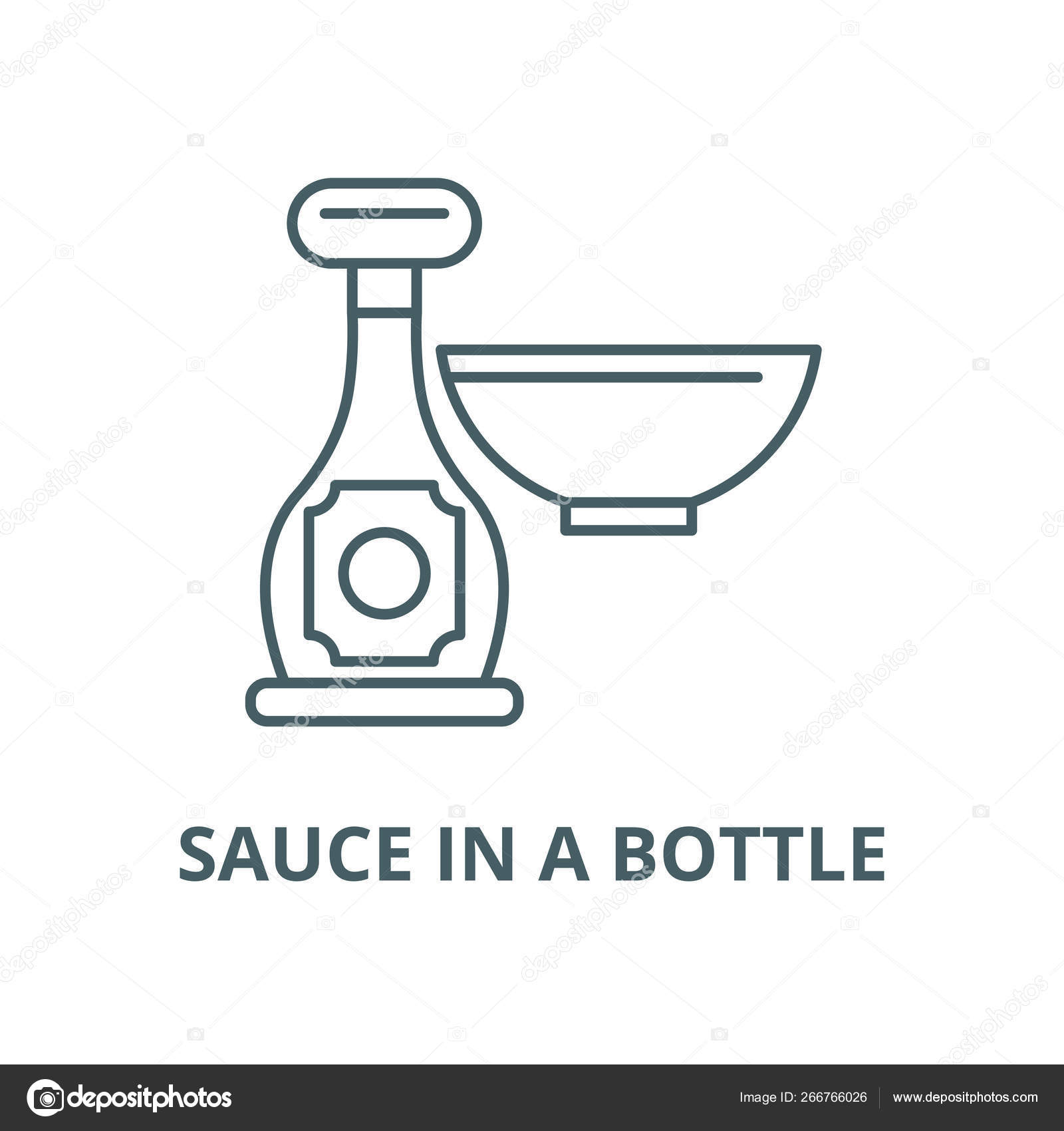 Sauce in a bottle vector line icon, linear concept, outline sign ...