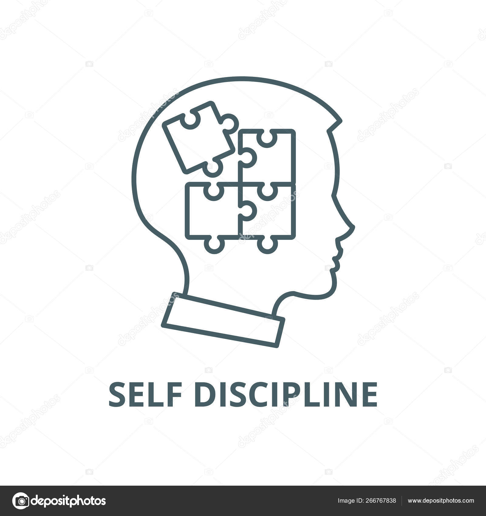 Self discipline vector line icon, linear concept, outline sign, symbol ...