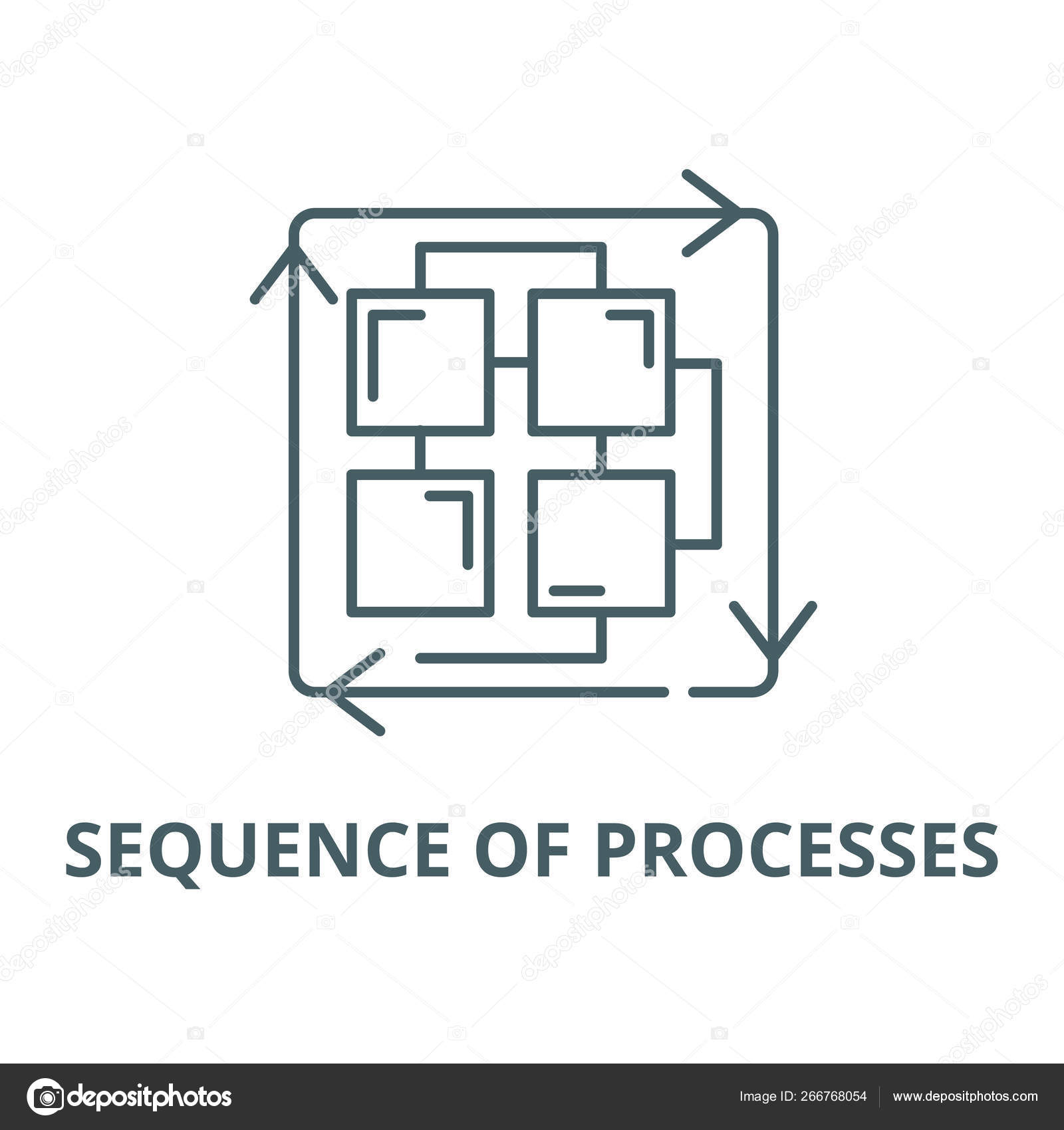Sequence of processes vector line icon, linear concept, outline sign ...