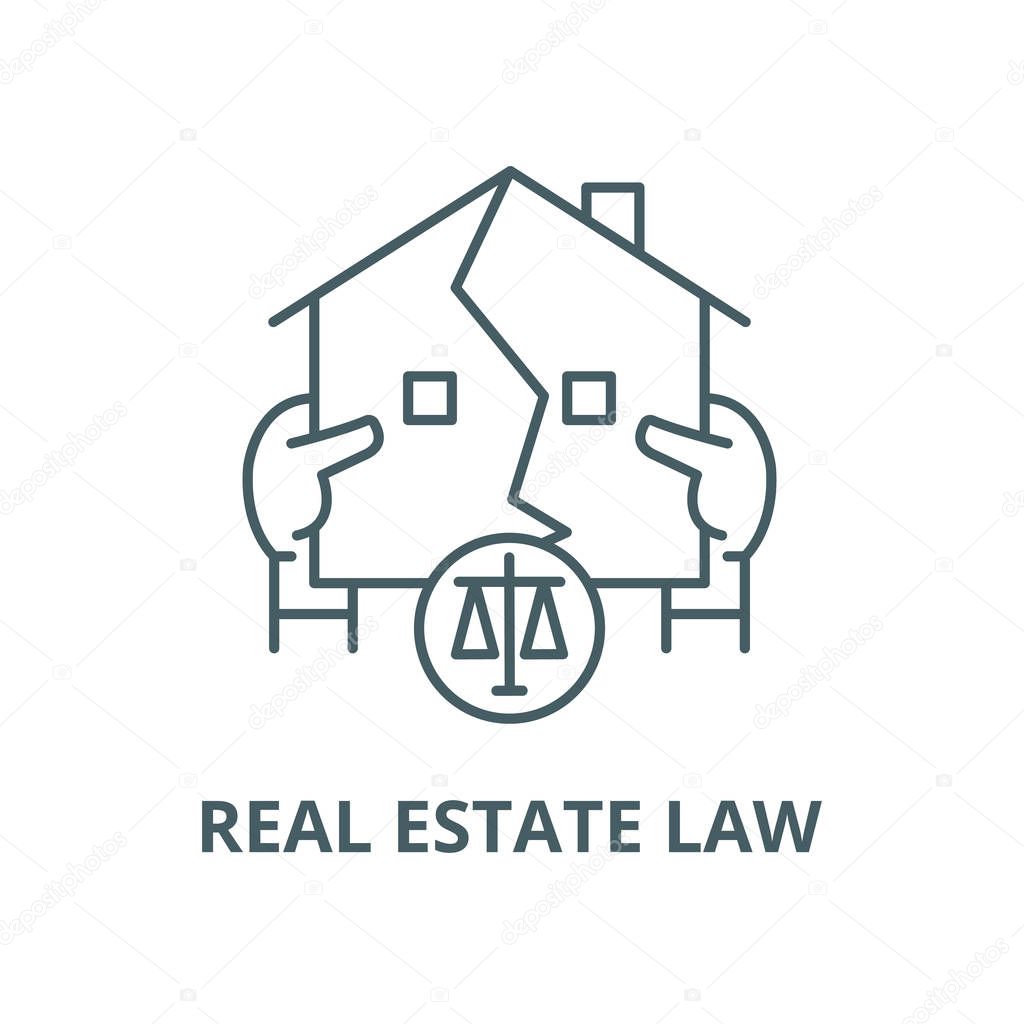 Derecho inmobiliario vector línea icono, concepto lineal, signo de ...
