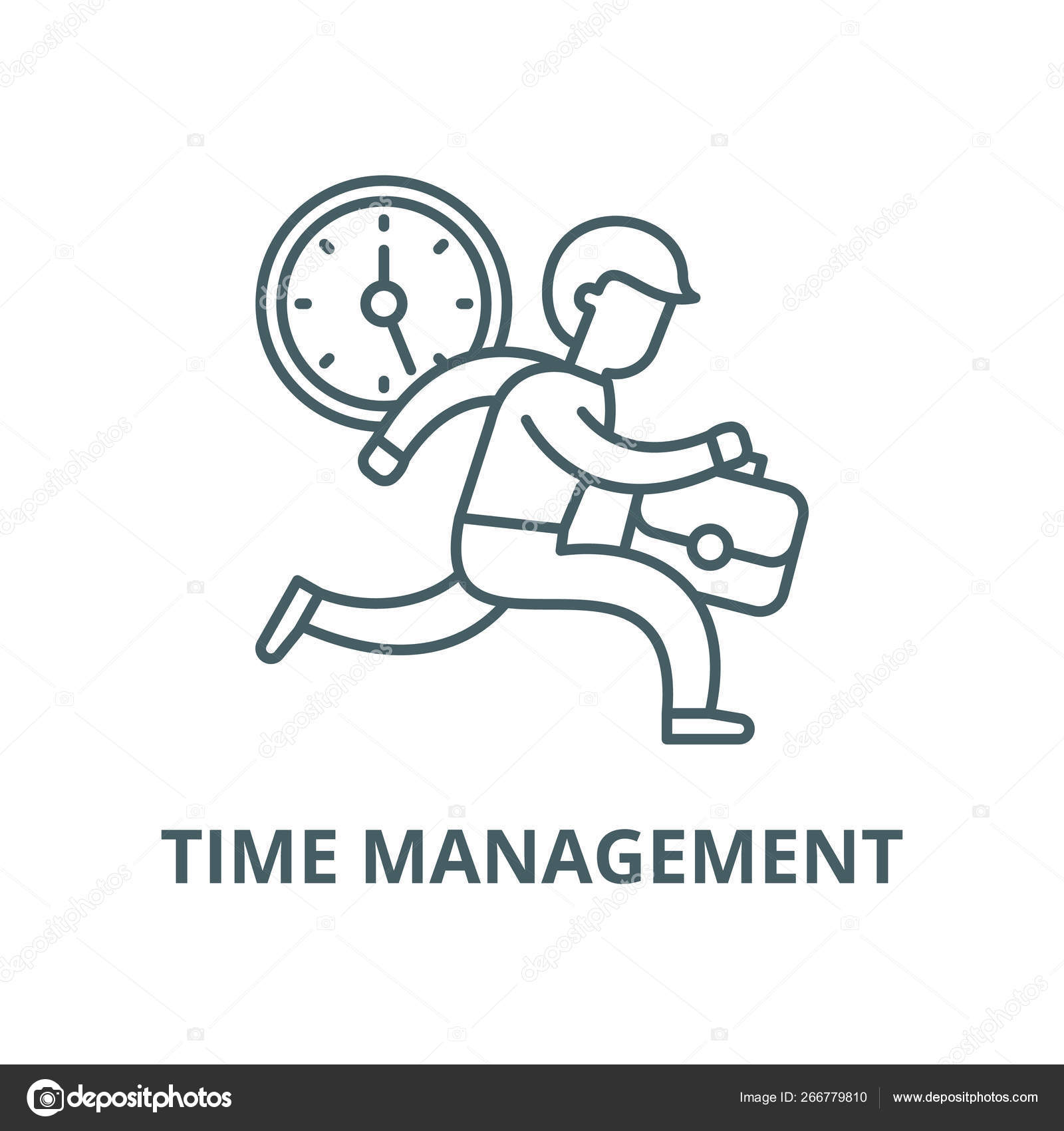 Time management vector line icon, linear concept, outline sign, symbol ...