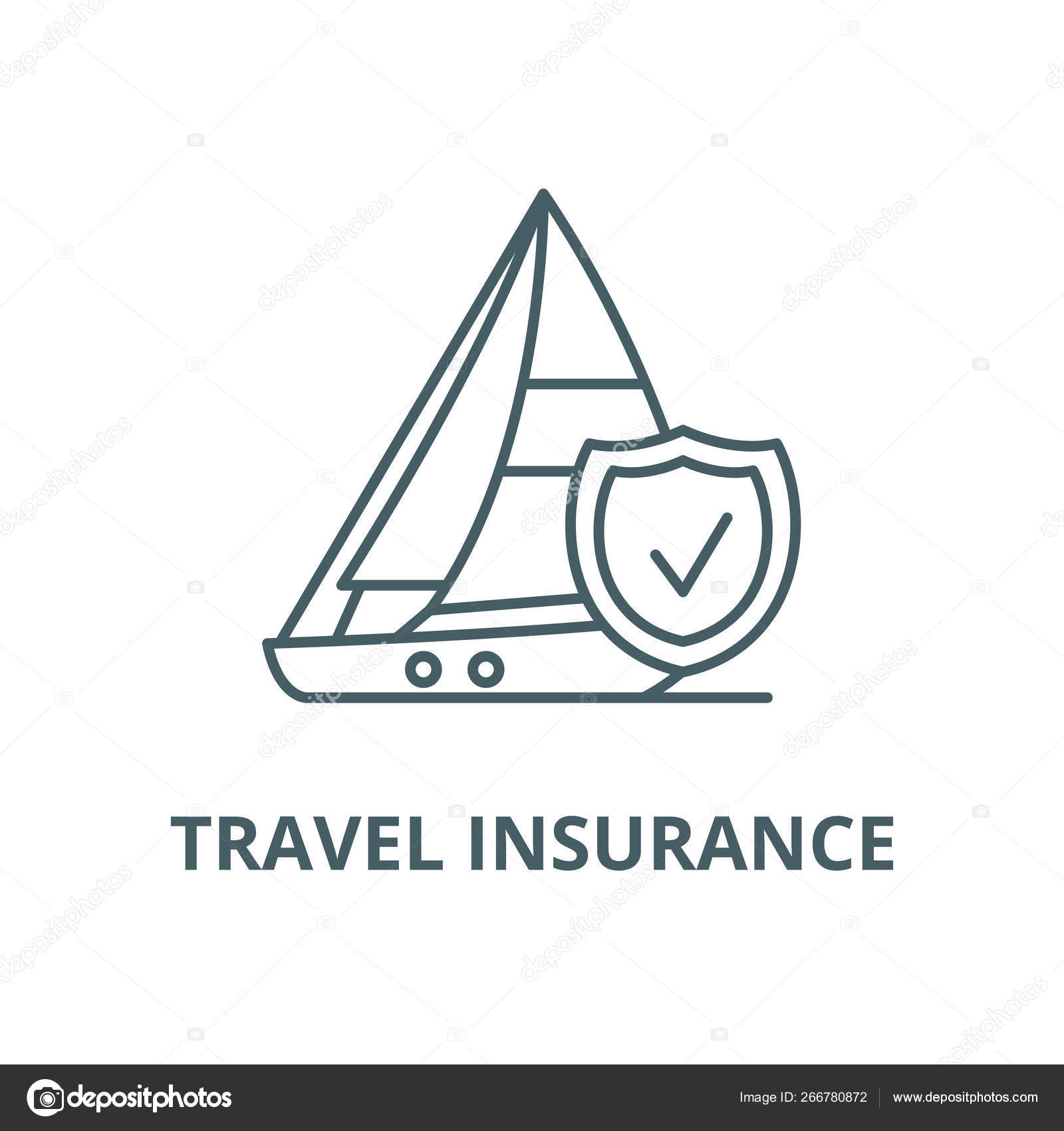 Travel insurance vector line icon, linear concept, outline sign, symbol ...